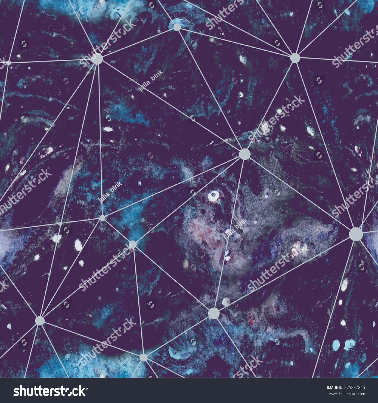 Watercolour Cosmic Seamless Pattern Vector Hand Stock Vector (Royalty ...