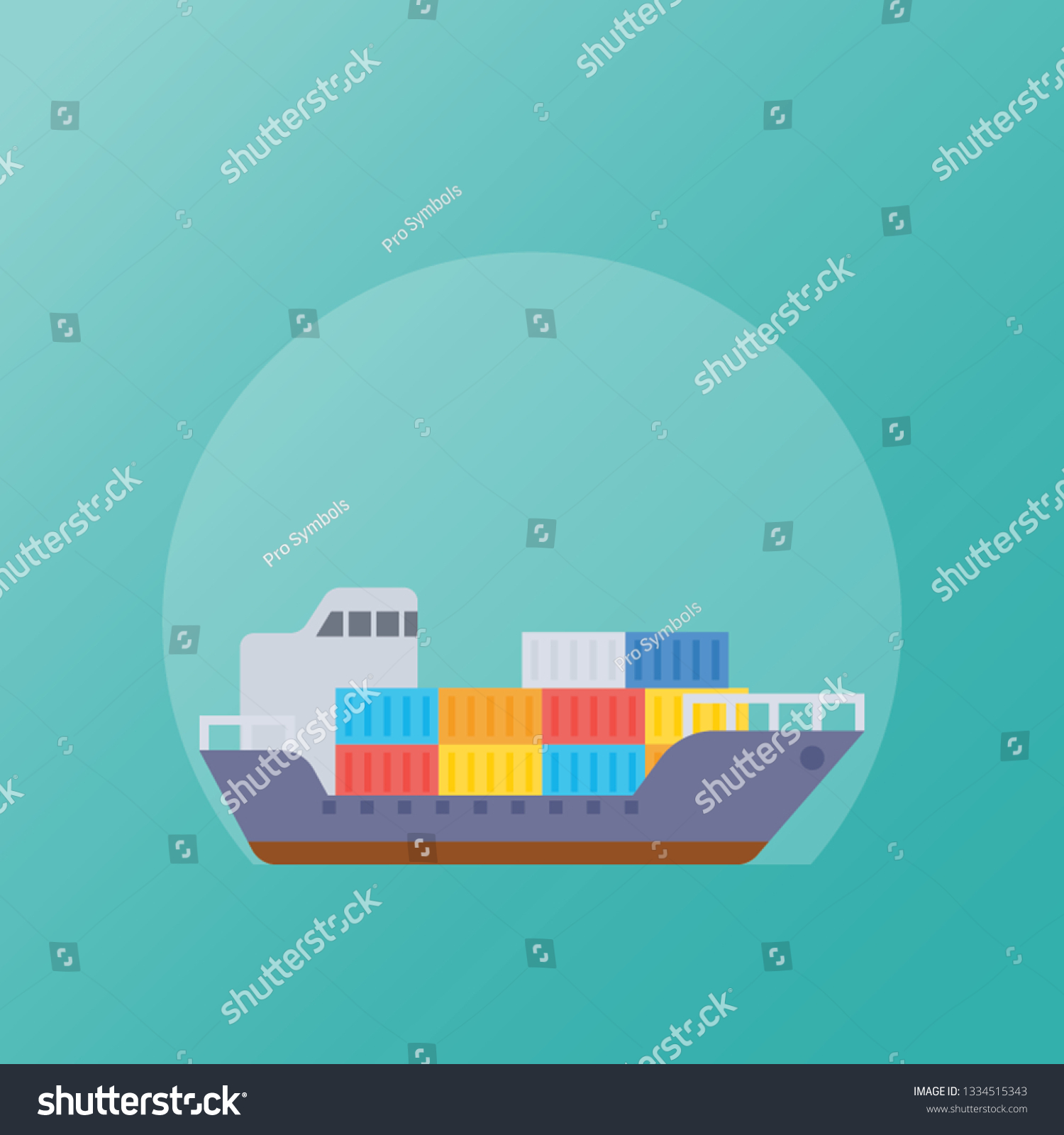 Watercraft Cargo Ship Flat Vector Stock Vector (Royalty Free) 1334515343