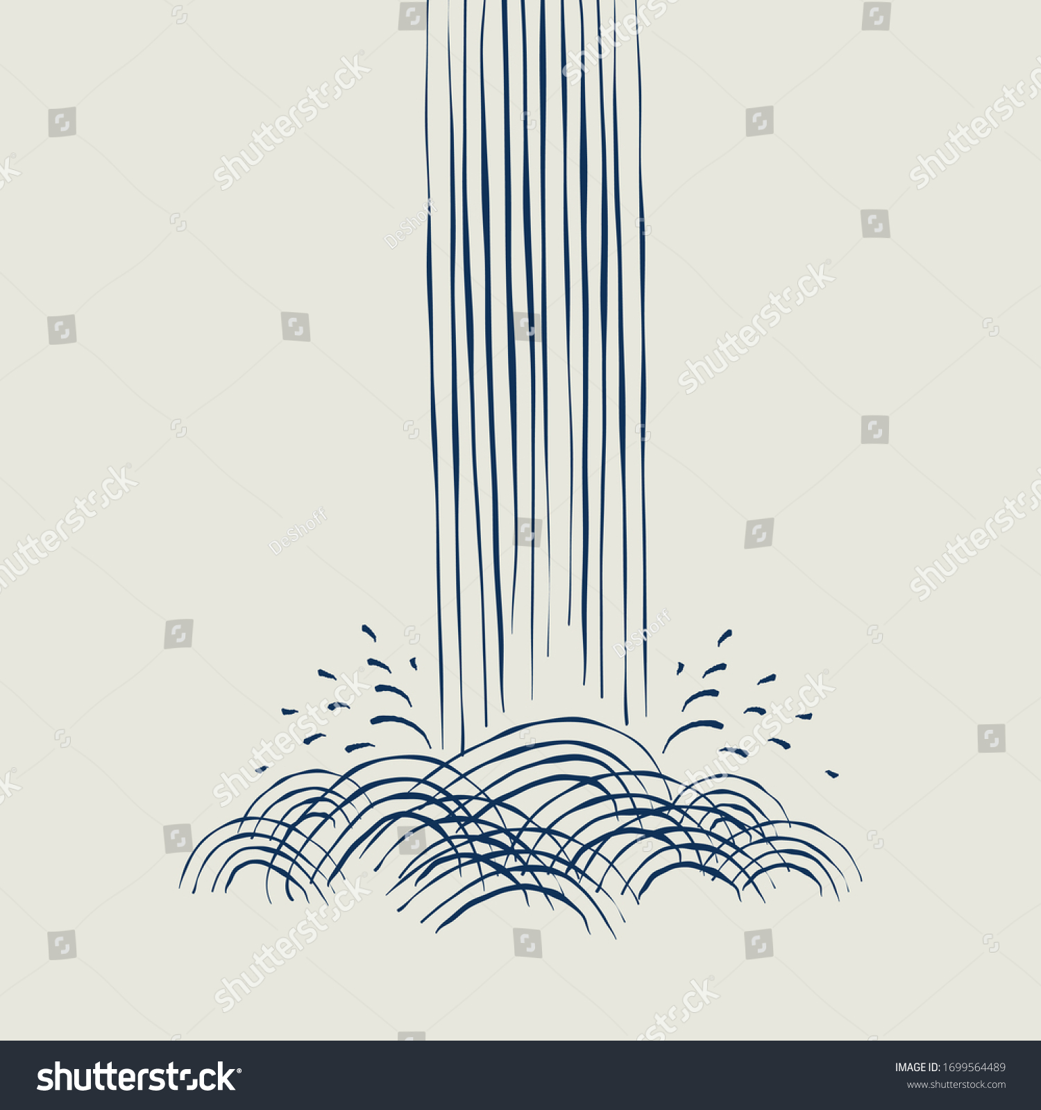 Waterfall Hand Drawn Stock Vector Illustration Stock Vector (Royalty ...