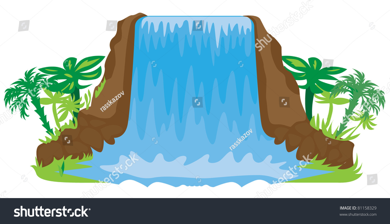 Waterfall Illustration - 81158329 : Shutterstock