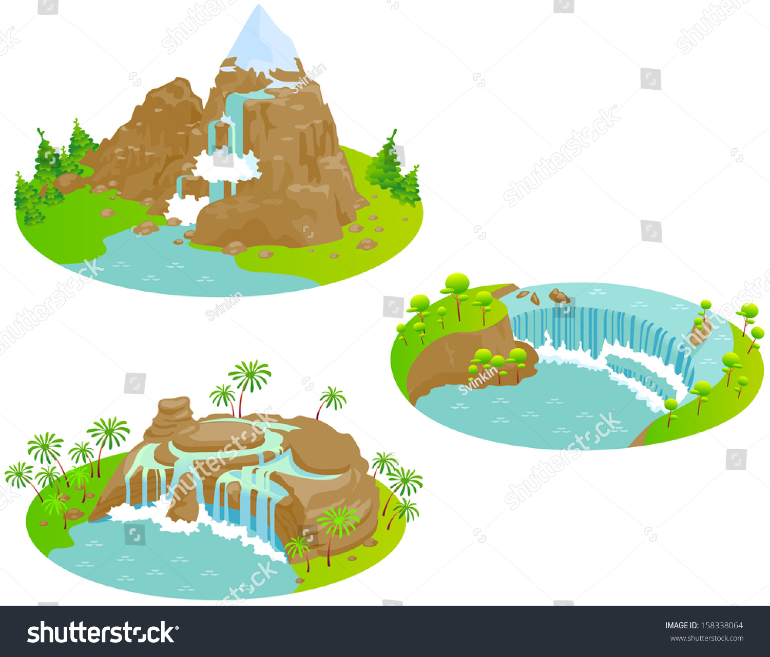 Cascadas. Mapa de dibujos animados divertidos.: vector de stock (libre ...