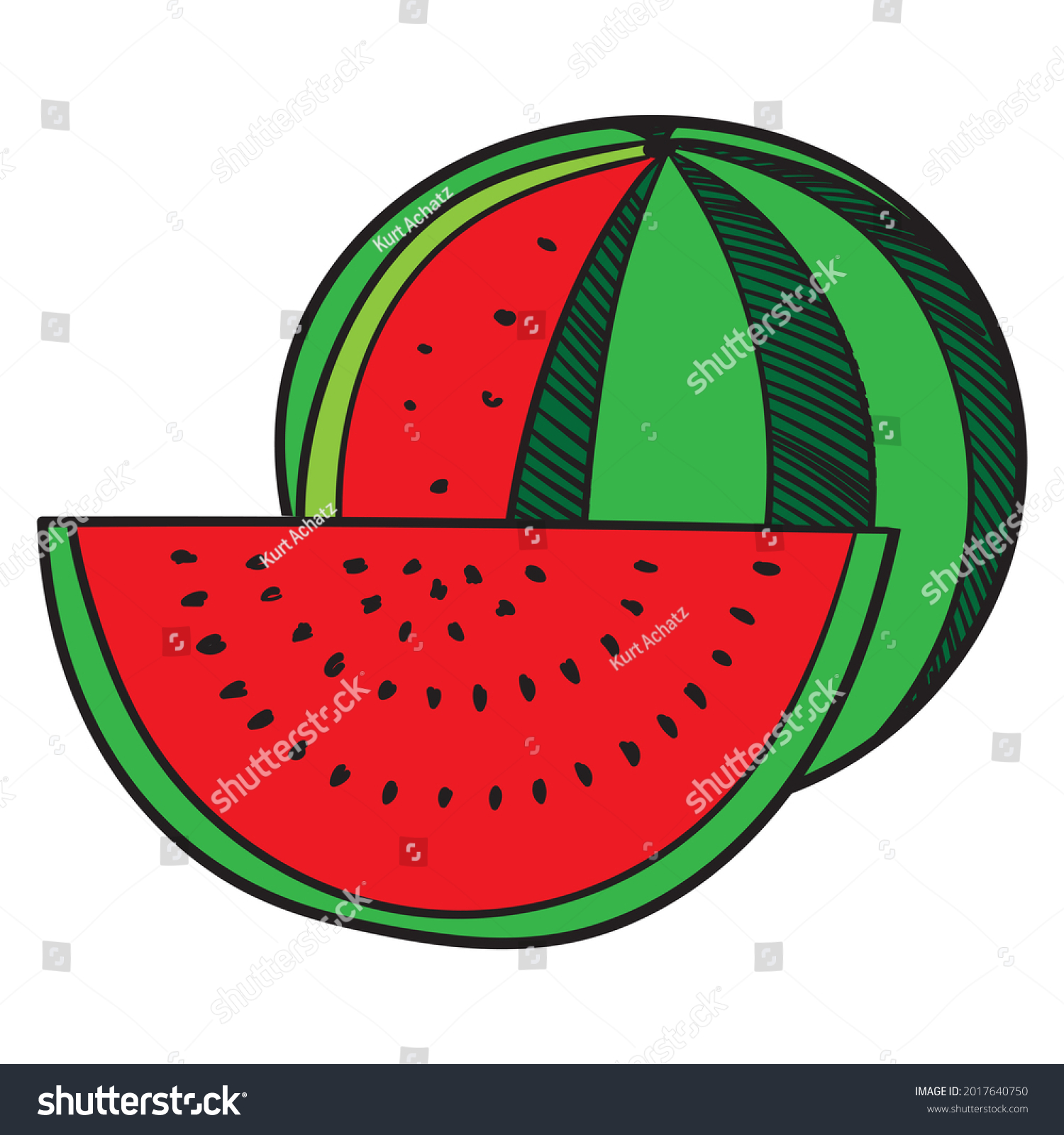 Watermelon Comic Drawing Isolated On White Stock Vector (Royalty Free ...