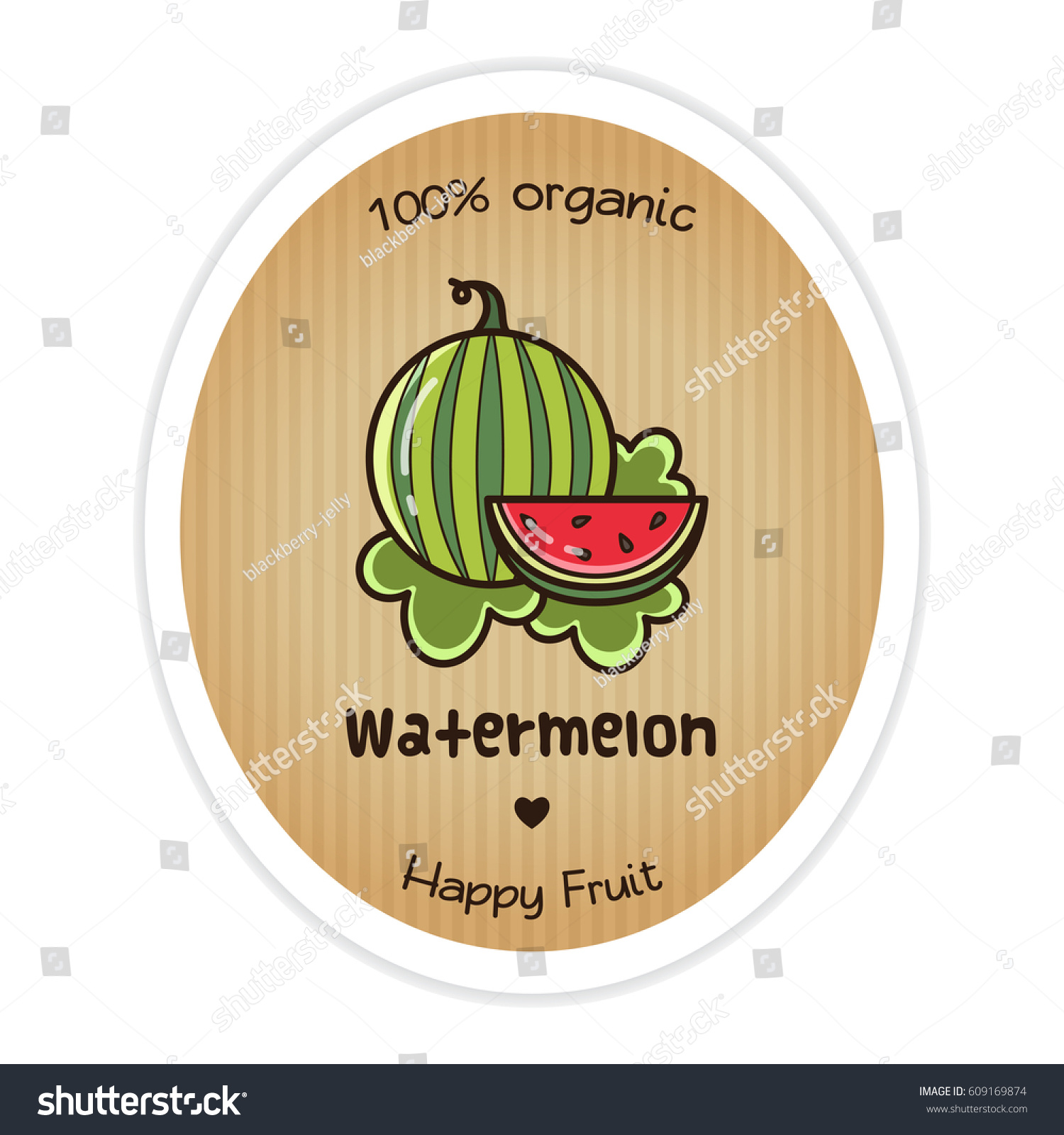 Watermelon Label Vector Illustration Stock Vector (Royalty Free) 609169874