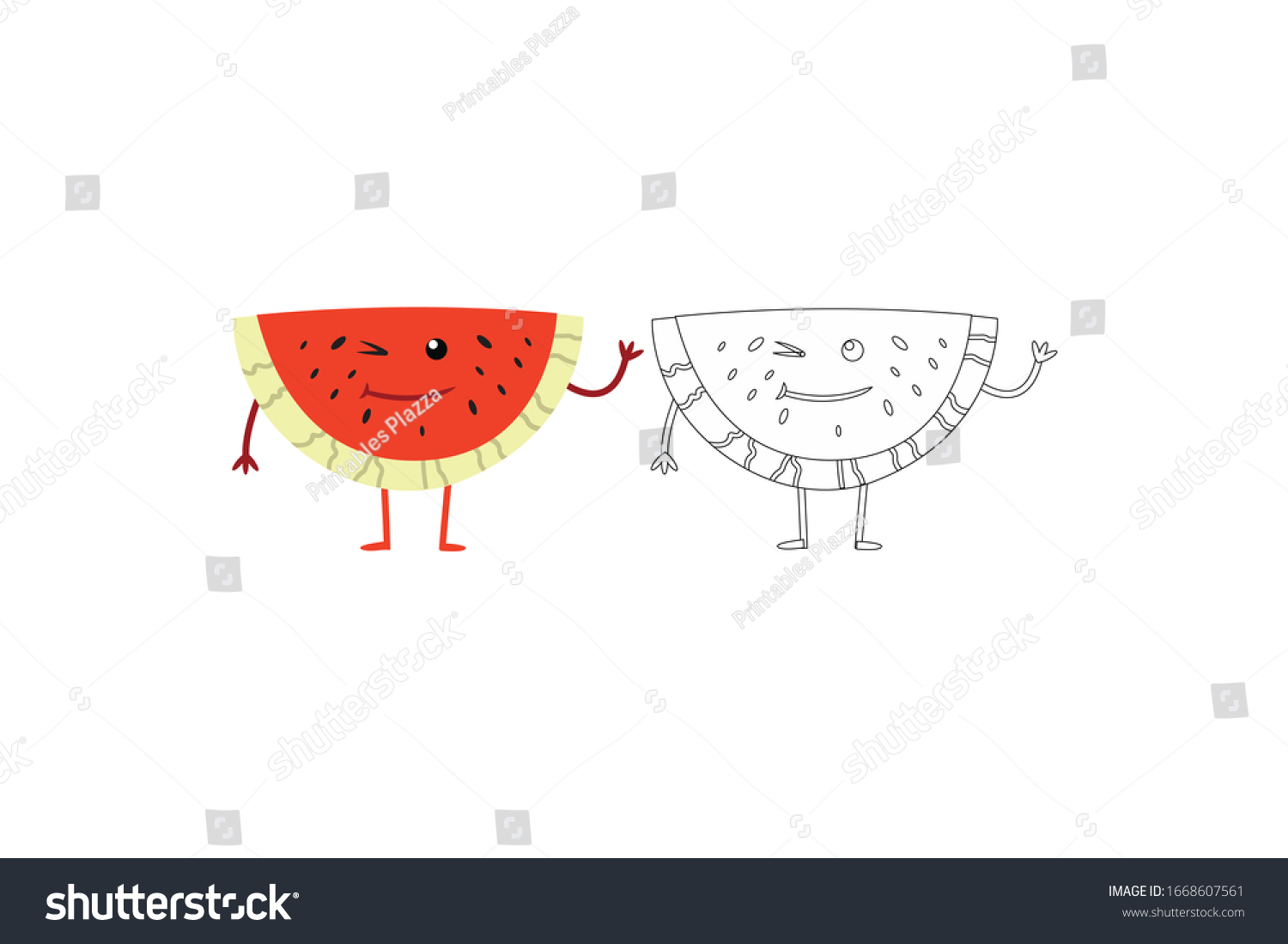 Watermelon Object Vector Fruit Illustration Bundle Stock Vector ...