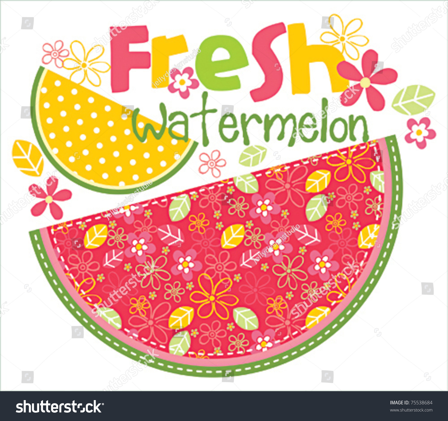 Watermelon Print Design Stock Vector Illustration 75538684 : Shutterstock