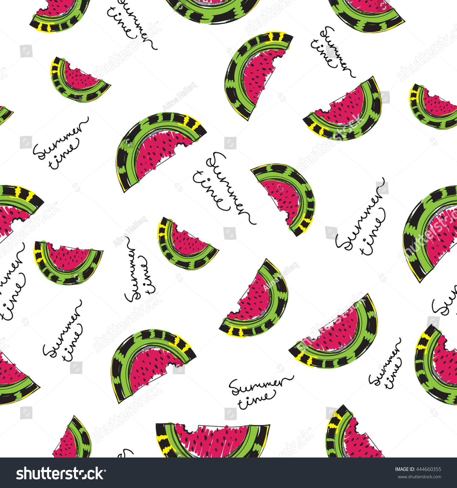 Watermelon Seamless Pattern Digital Art Wall Stock Vector (Royalty Free ...