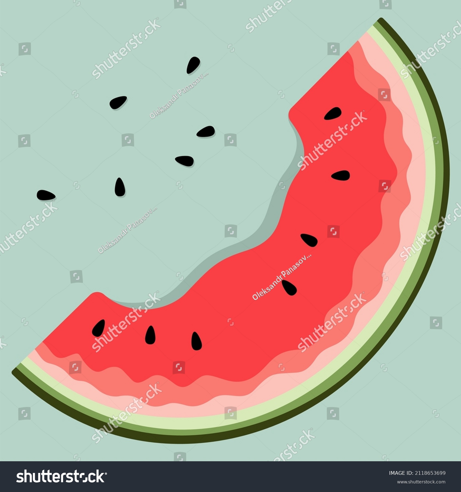 Watermelon Slice Vector Color Illustration Stock Vector (Royalty Free ...