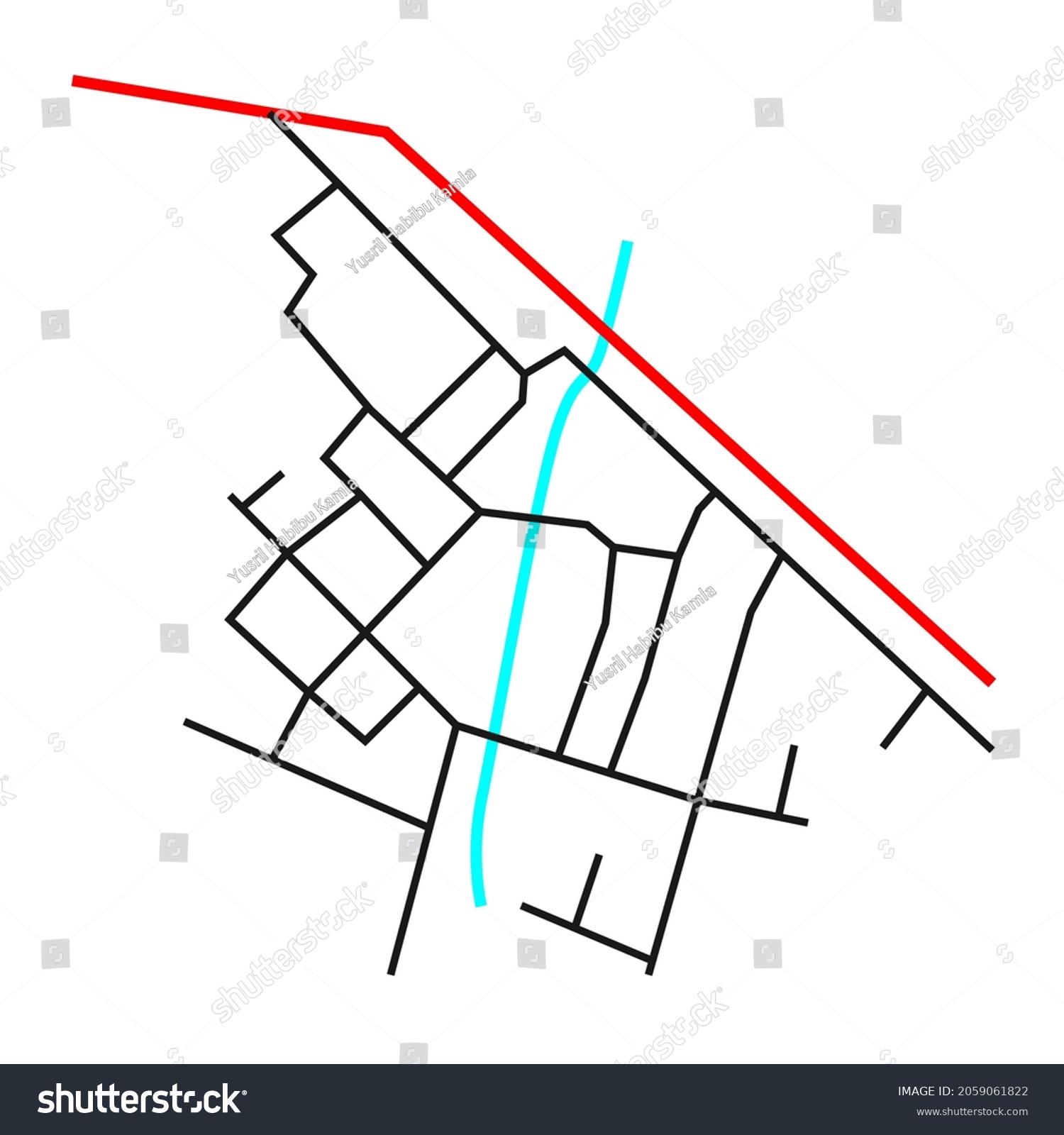 Watershed Road Network Image Map Design Stock Vector (Royalty Free ...