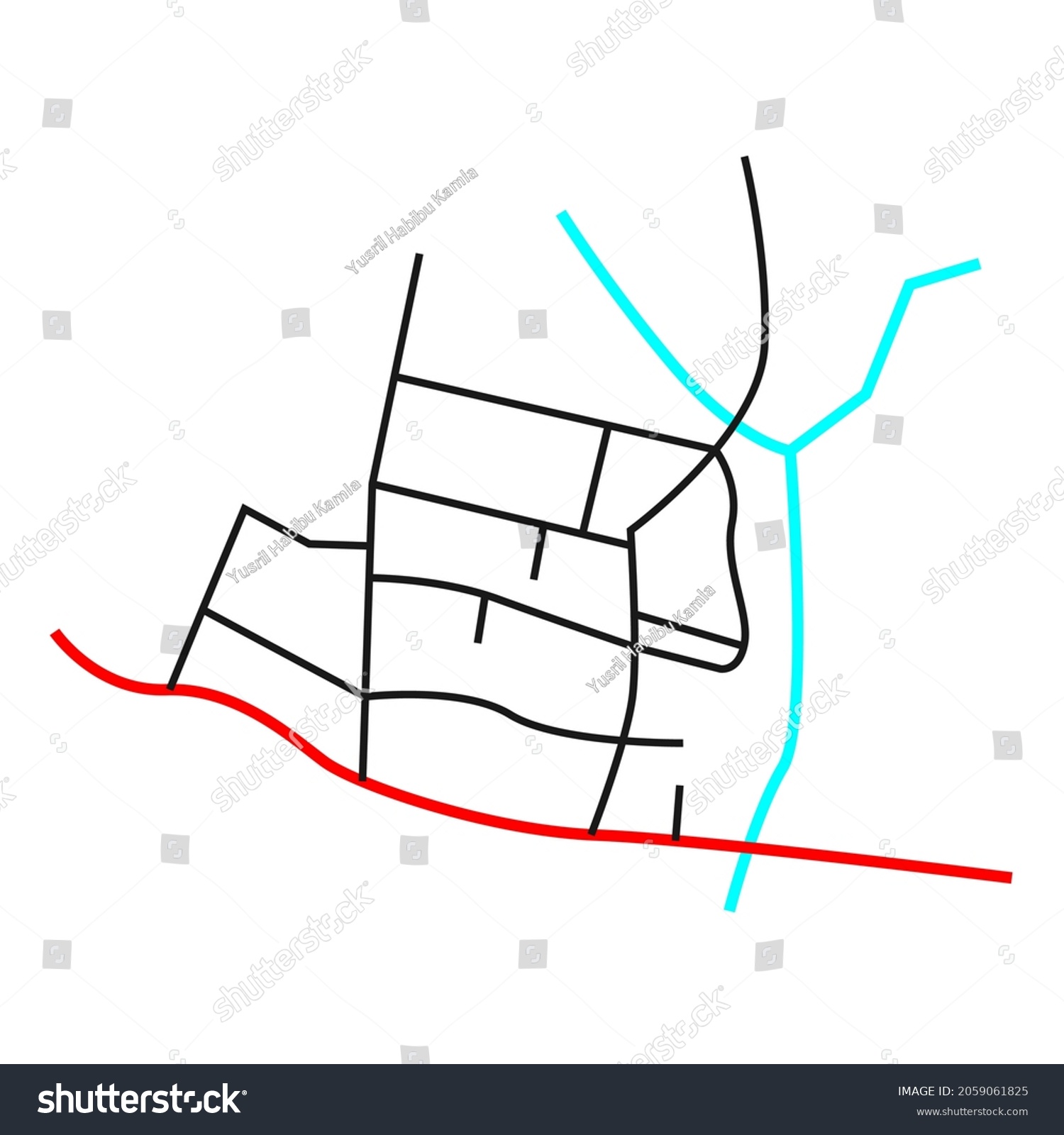 Watershed Road Network Image Map Design Stock Vector (Royalty Free ...