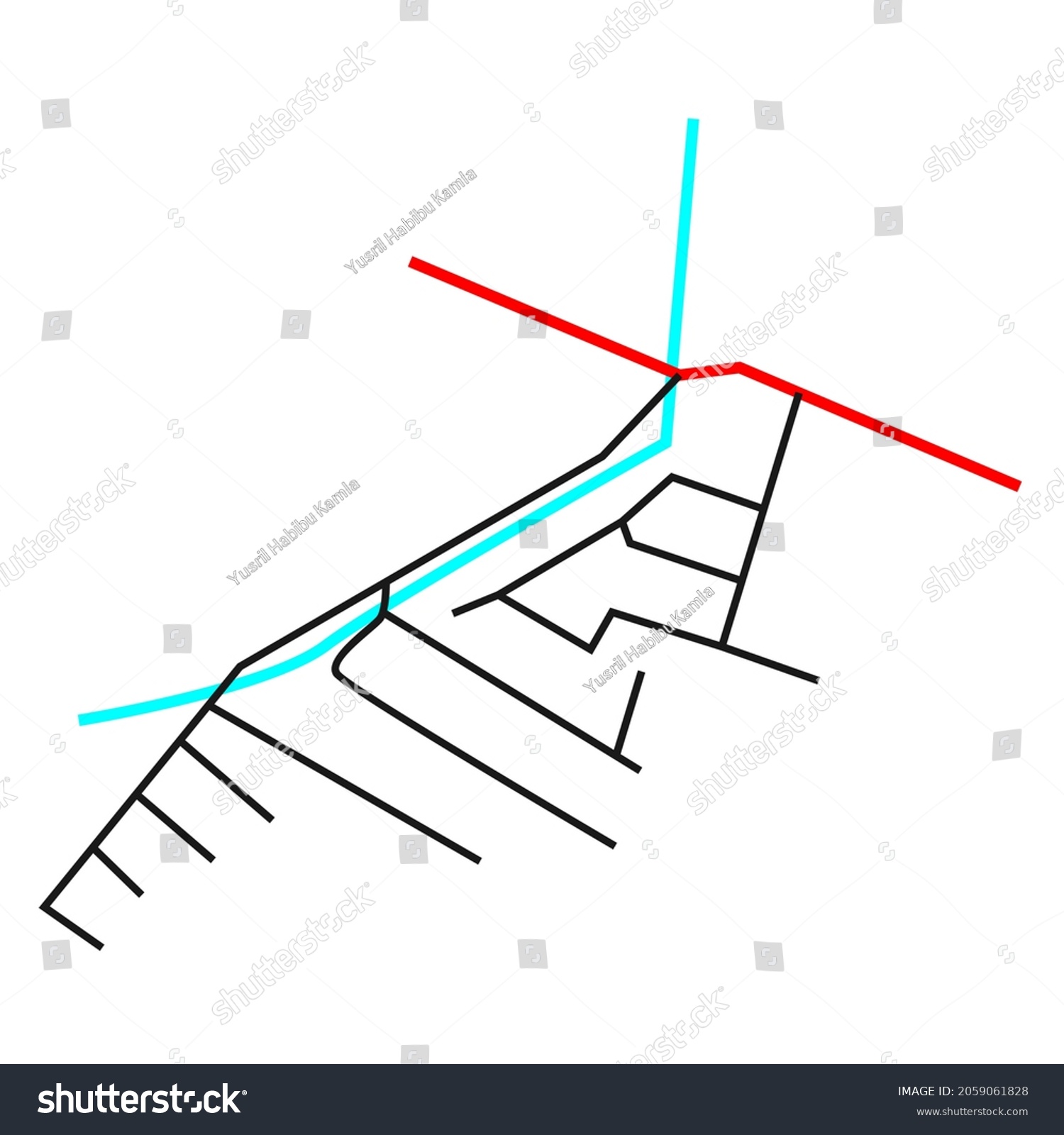 Watershed Road Network Image Map Design Stock Vector (Royalty Free ...