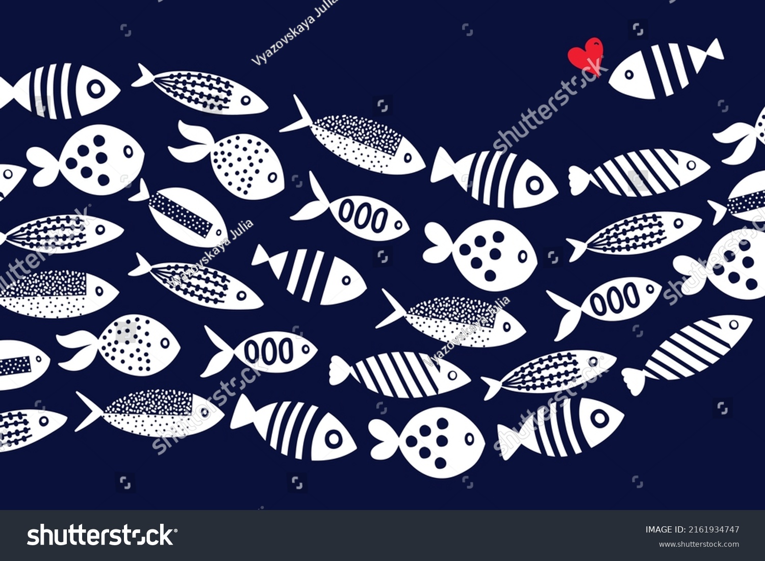 Wave Fish Vector Sea Poster Stock Vector (Royalty Free) 2161934747 ...