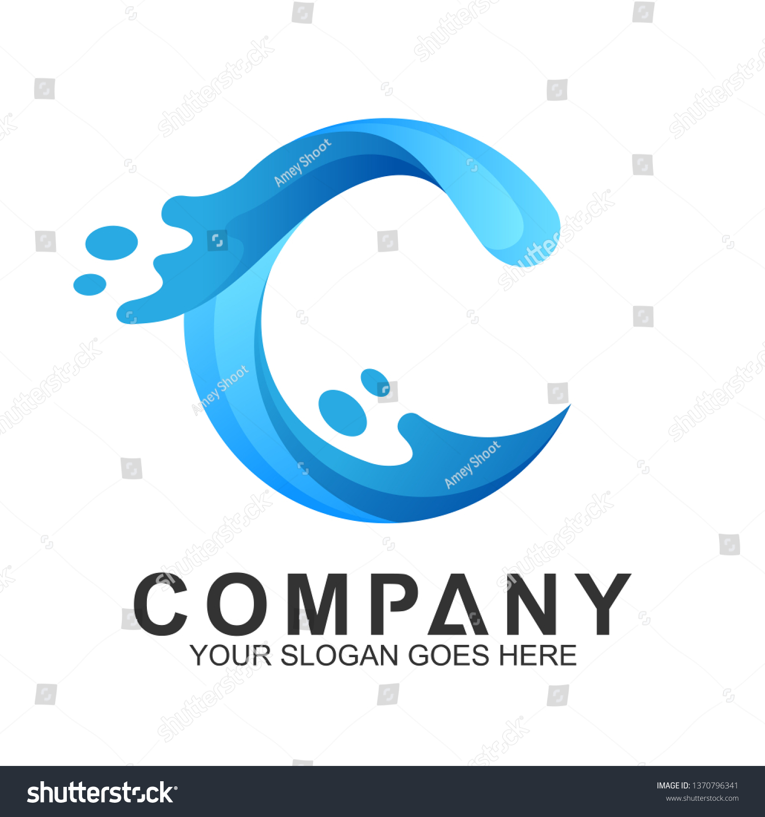 Wave Letter C Logo Vector Ocean Stock Vector (Royalty Free) 1370796341