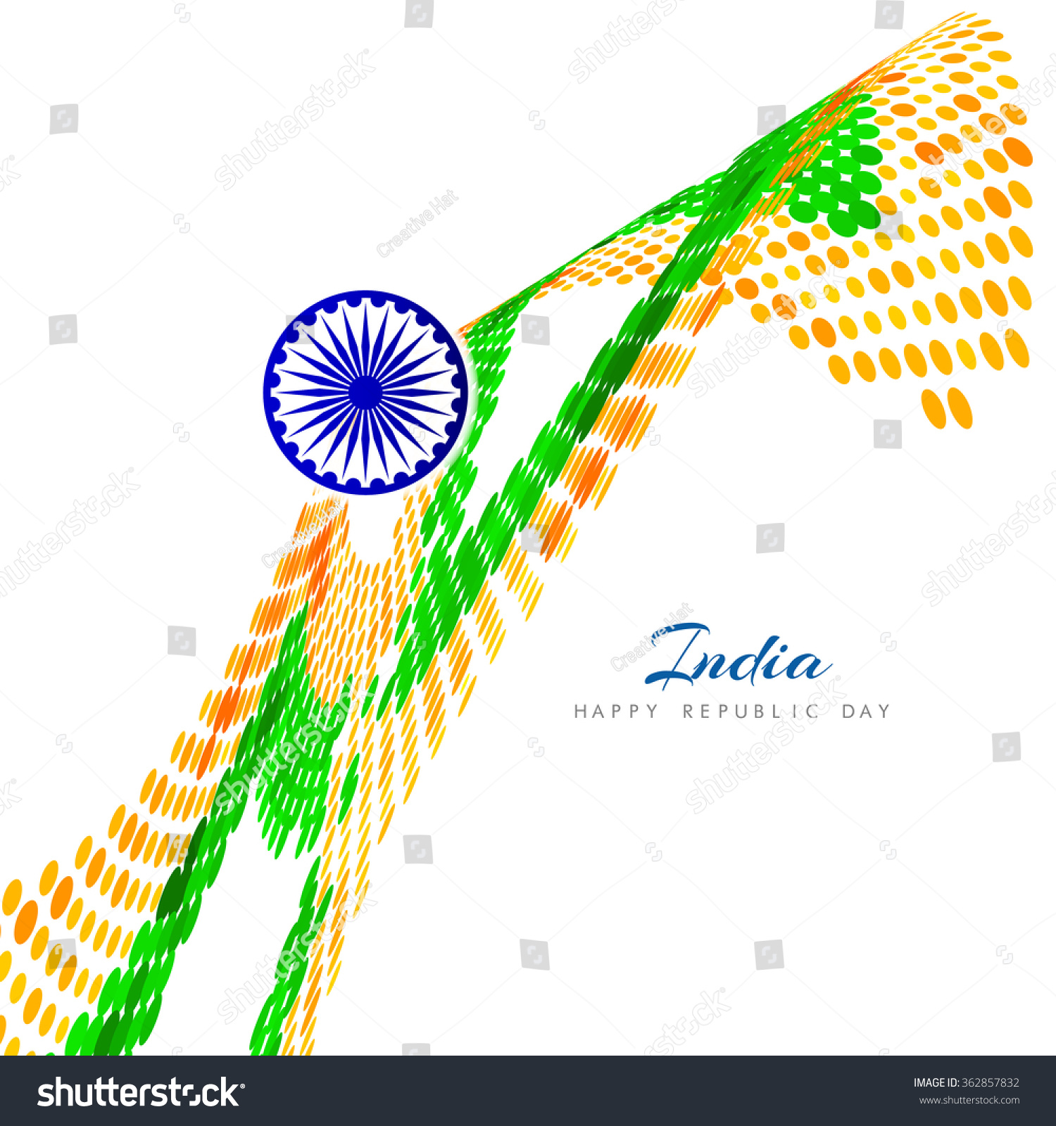 Wave Pattern Tricolor Halftone Indian Flag Stock Vector (Royalty Free ...