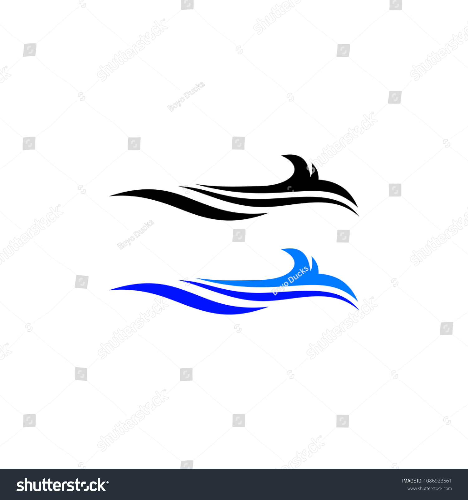 Wave Sea Vector Logo 스톡 벡터(로열티 프리) 1086923561