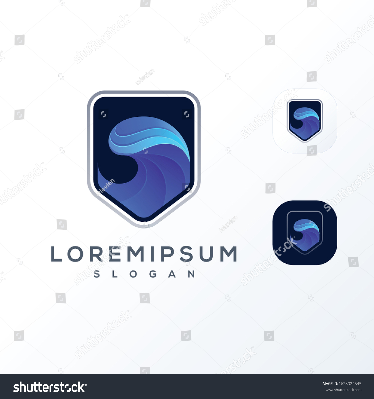 Wave Shield Logo Design Ready Use Stock Vector (Royalty Free) 1628024545