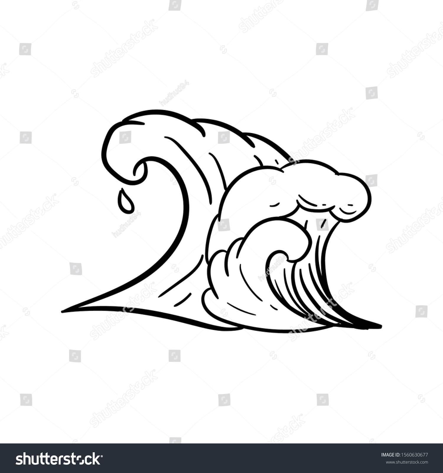 Waves Doodle Icon Vector Hand Drawing Stock Vector (Royalty Free ...