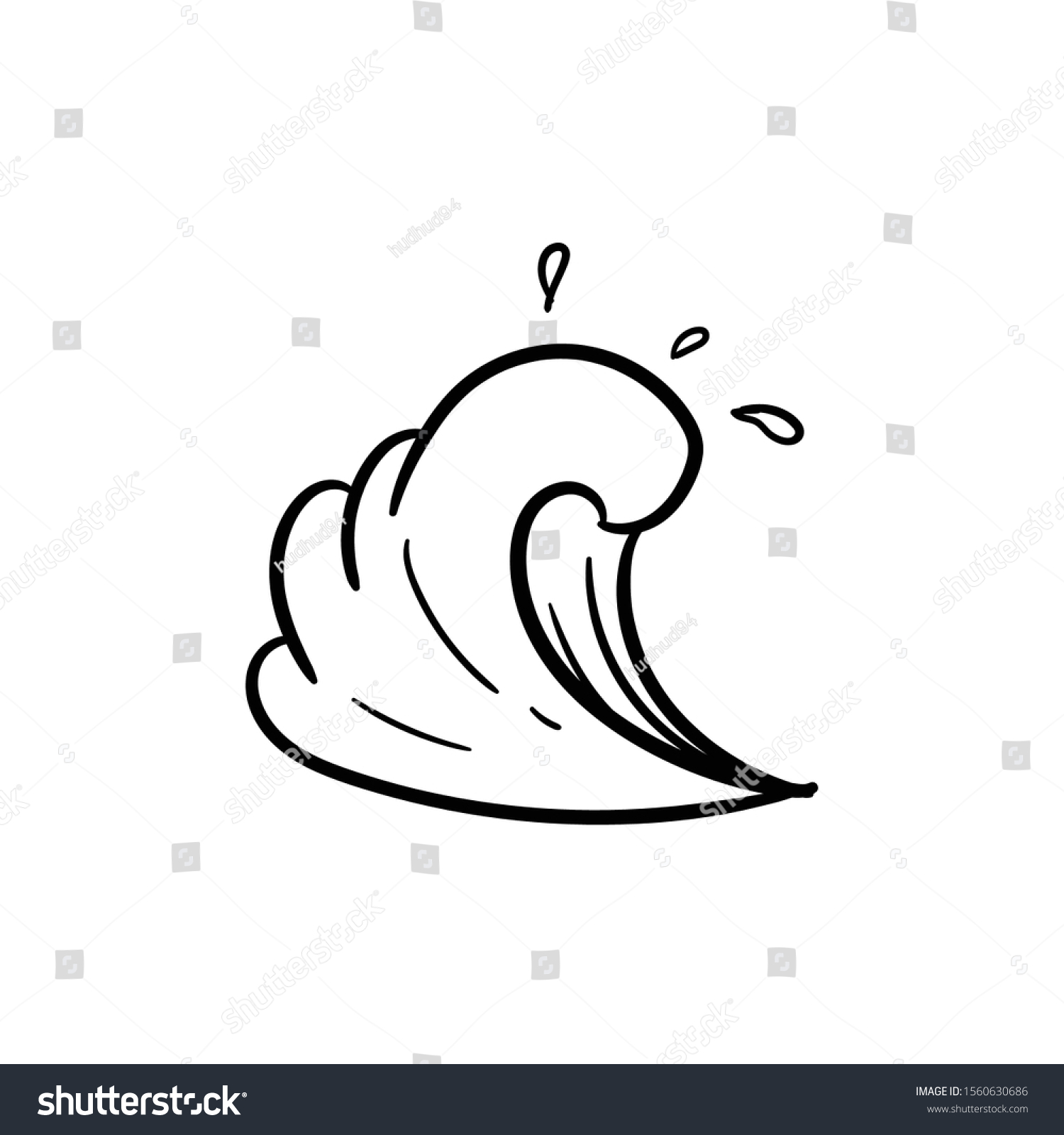 Waves Doodle Icon Vector Hand Drawing Stock Vector (Royalty Free ...