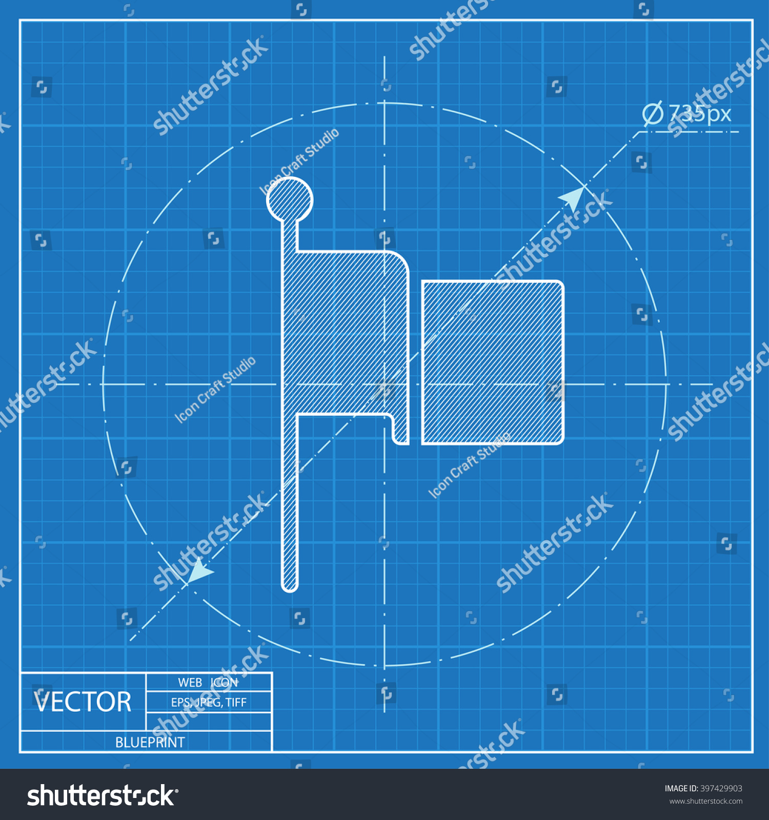 Waving Flag Vector Blueprint Icon Stock Vector (Royalty Free) 397429903