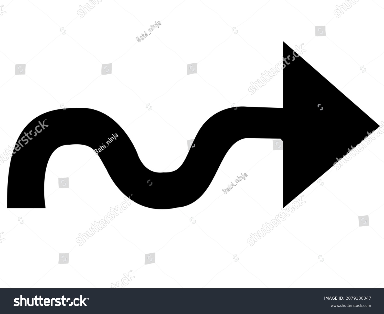 Wavy Arrow Icon White Background Stock Vector (Royalty Free) 2079188347 ...