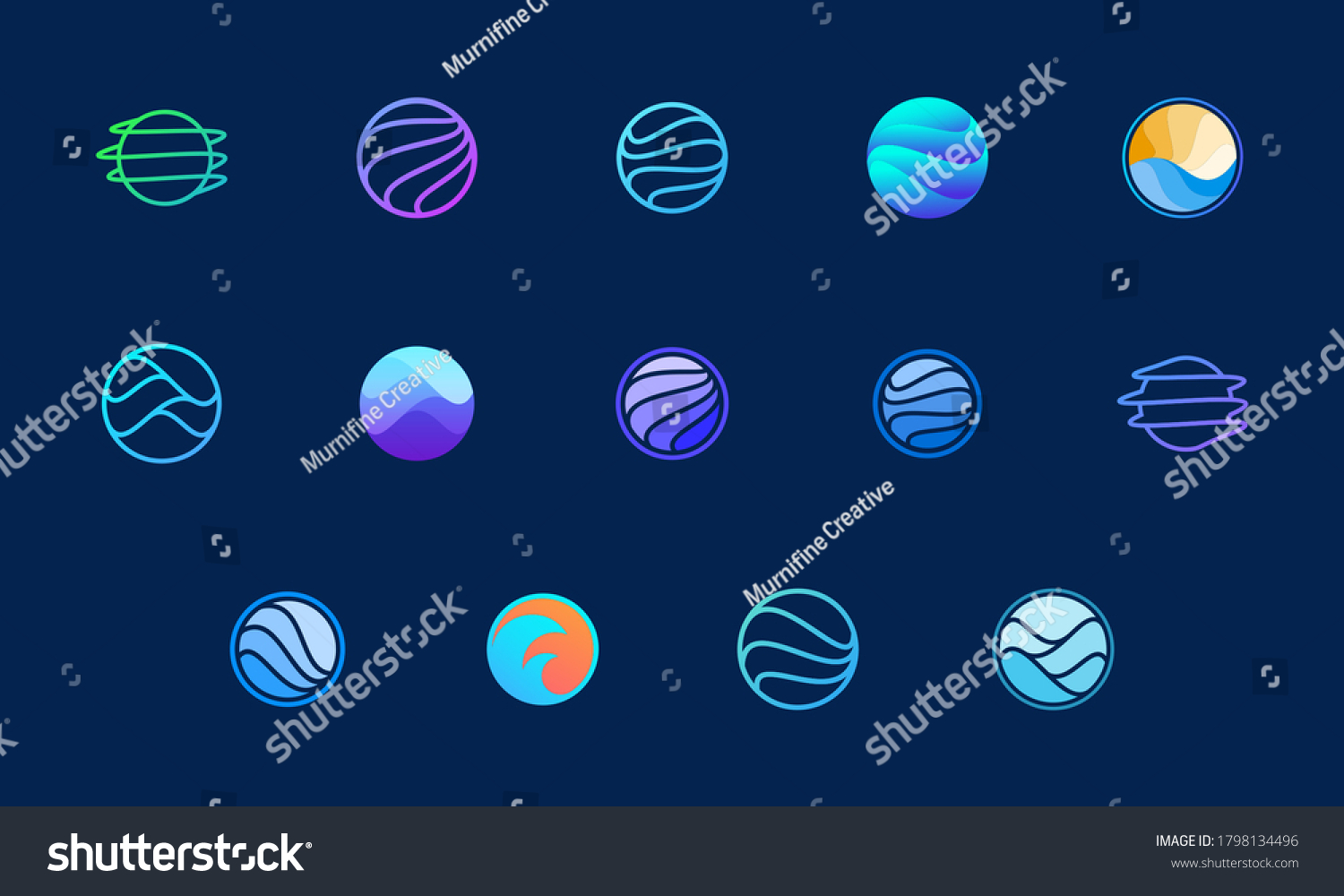 Wavy Circle Logo Design Set Abstract Stock Vector (Royalty Free) 1798134496