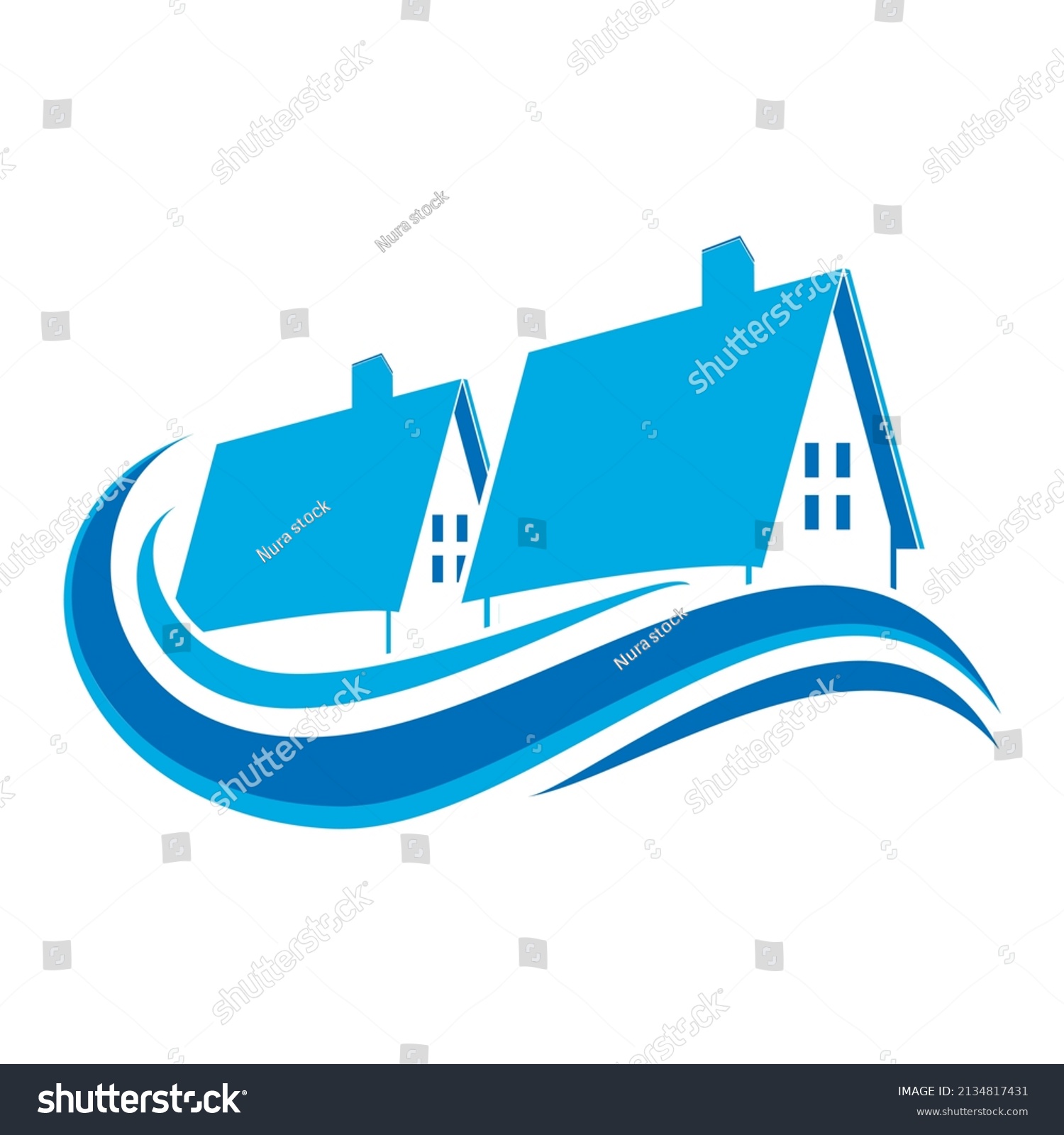 Wavy House Illustration Vector Logo Stock Vector (Royalty Free ...