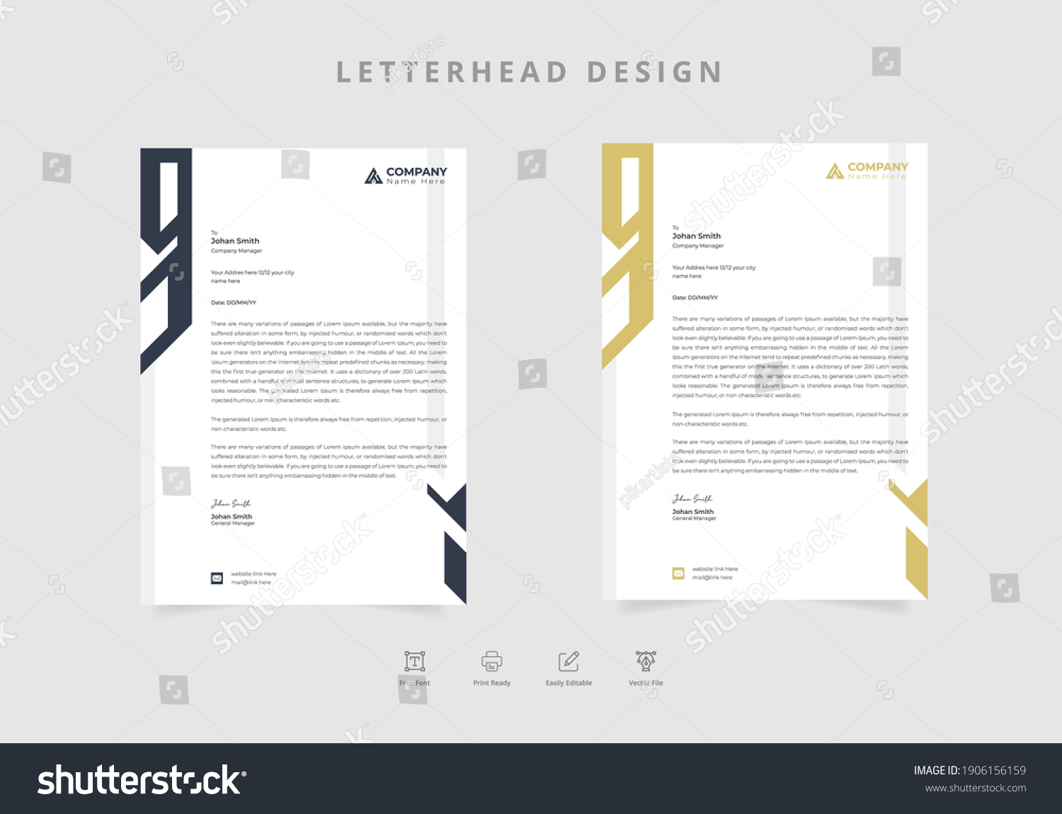 Wavy Letterhead Template Vector Design Stock Vector (Royalty Free ...