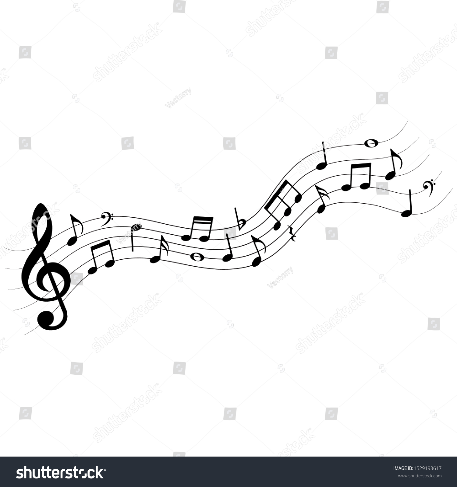 Stock vektor „Wavy Music Notes Isolated Vector Illustration“ (bez ...