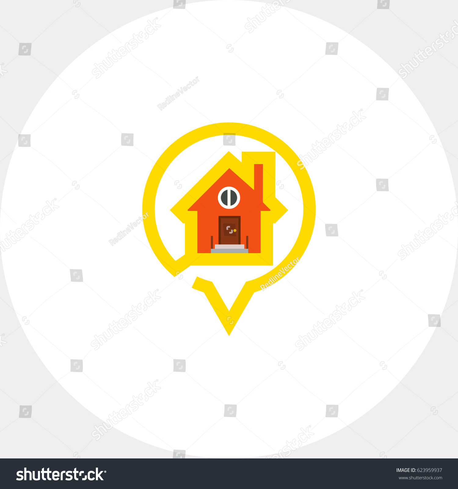 Waypoint Map Symbol House Icon Stock Vector (Royalty Free) 623959937