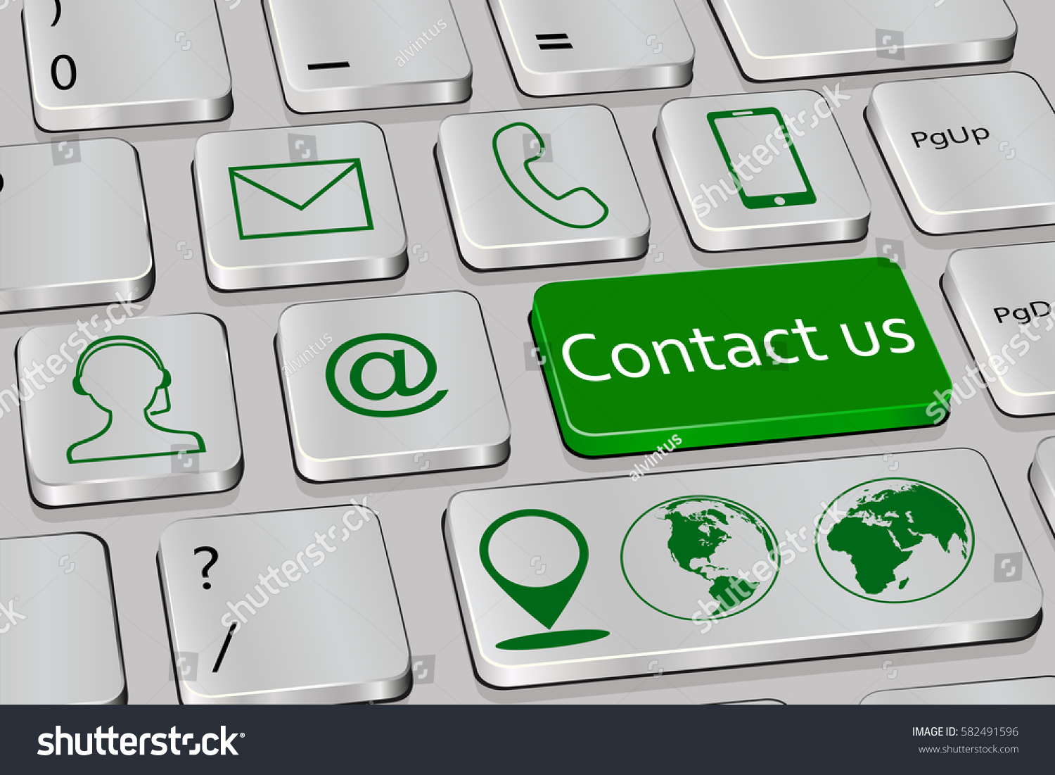 Ways Contact Us Computer Keyboard Green Stock Vector 582491596 ...