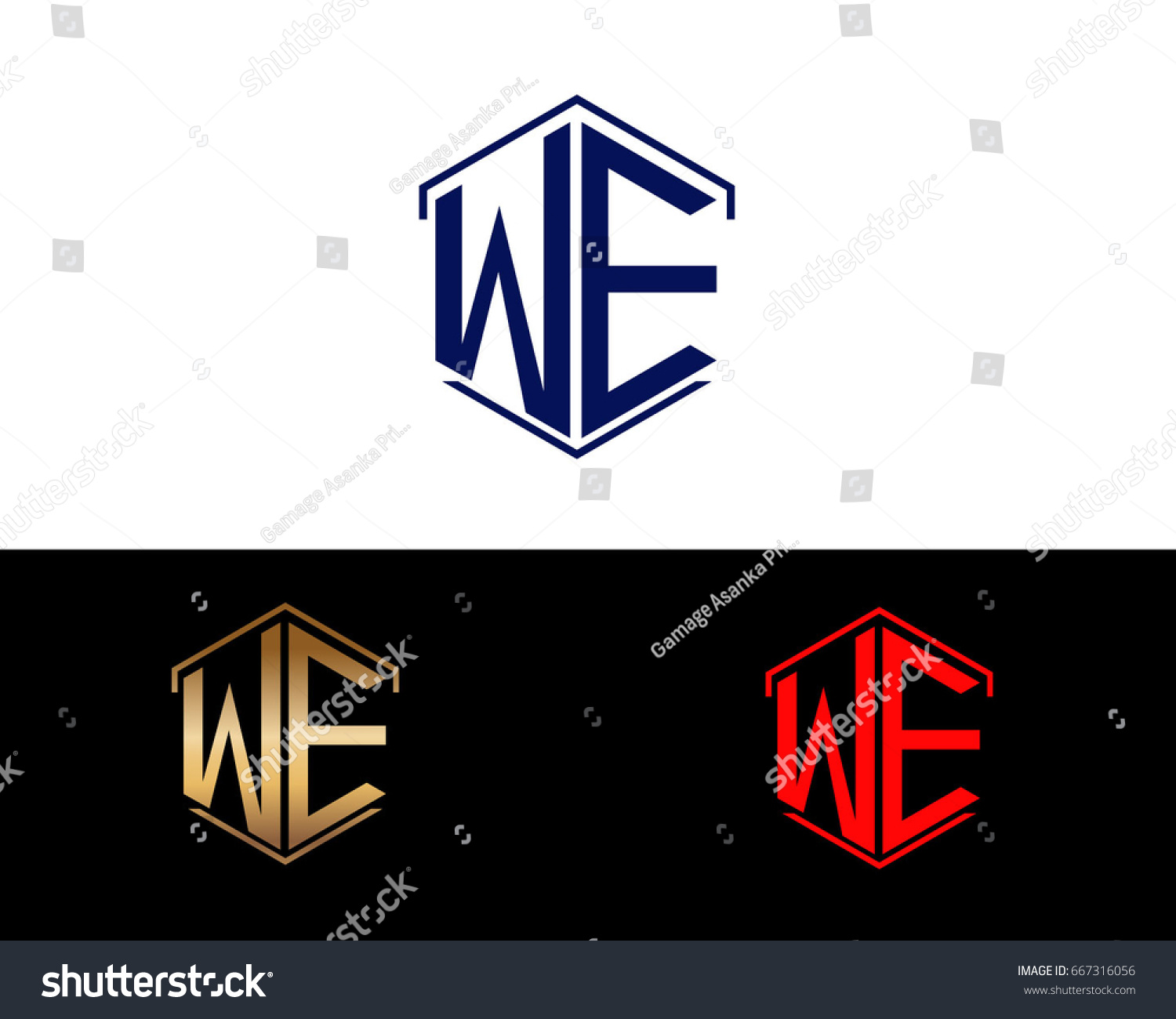 We Letters Linked Hexagon Shape Logo Stock Vector (Royalty Free) 667316056