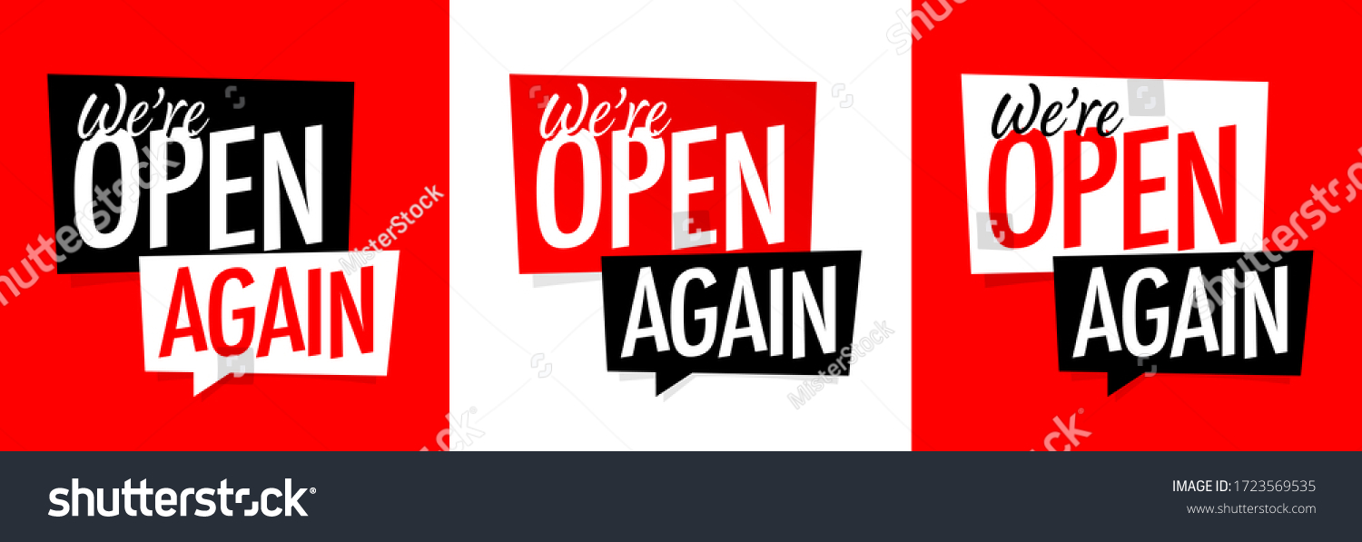Were Open Again On Speech Bubble Stock Vector (Royalty Free) 1723569535 ...