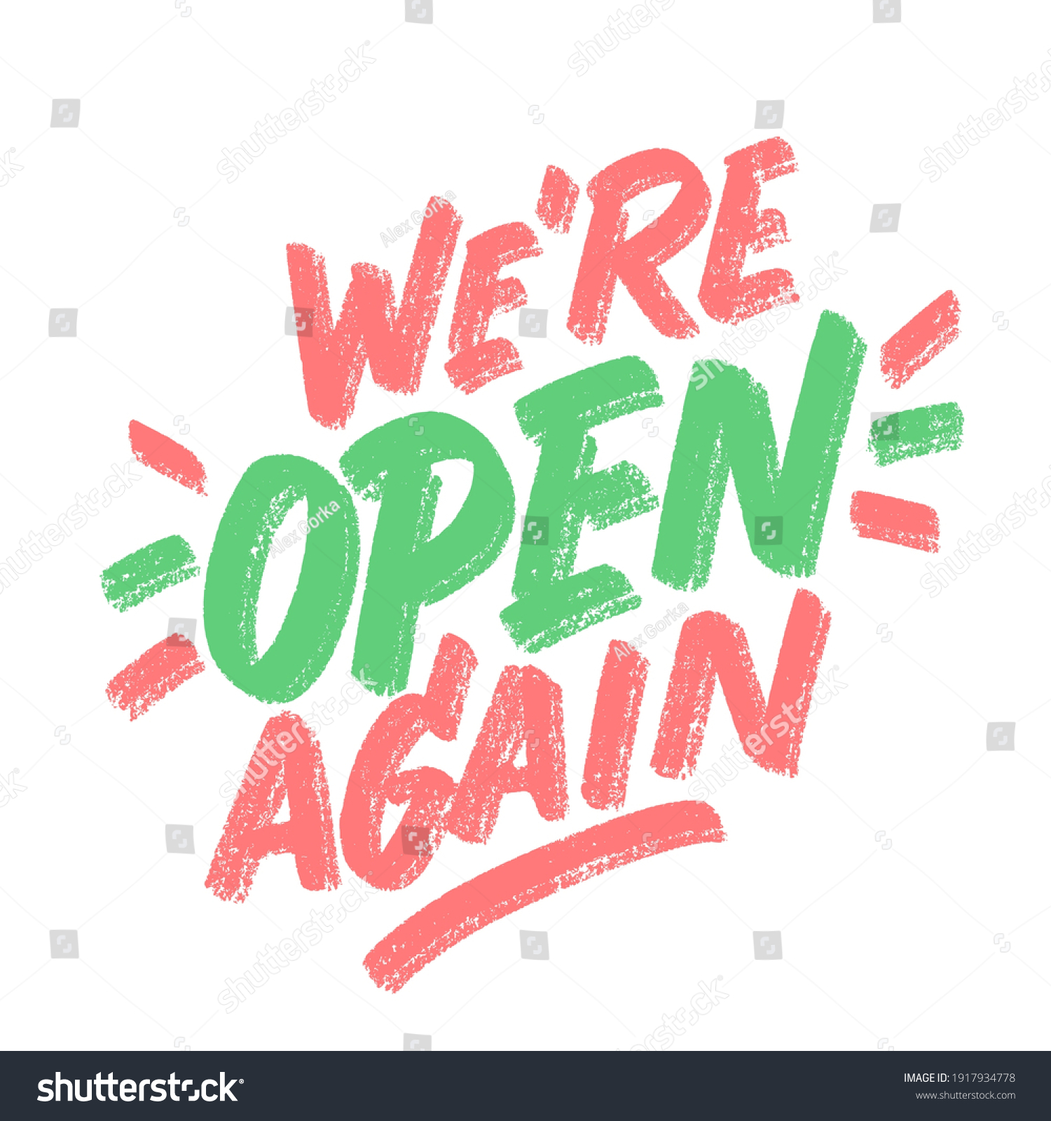 Were Open Again Vector Handwritten Sign Stock Vector (Royalty Free ...