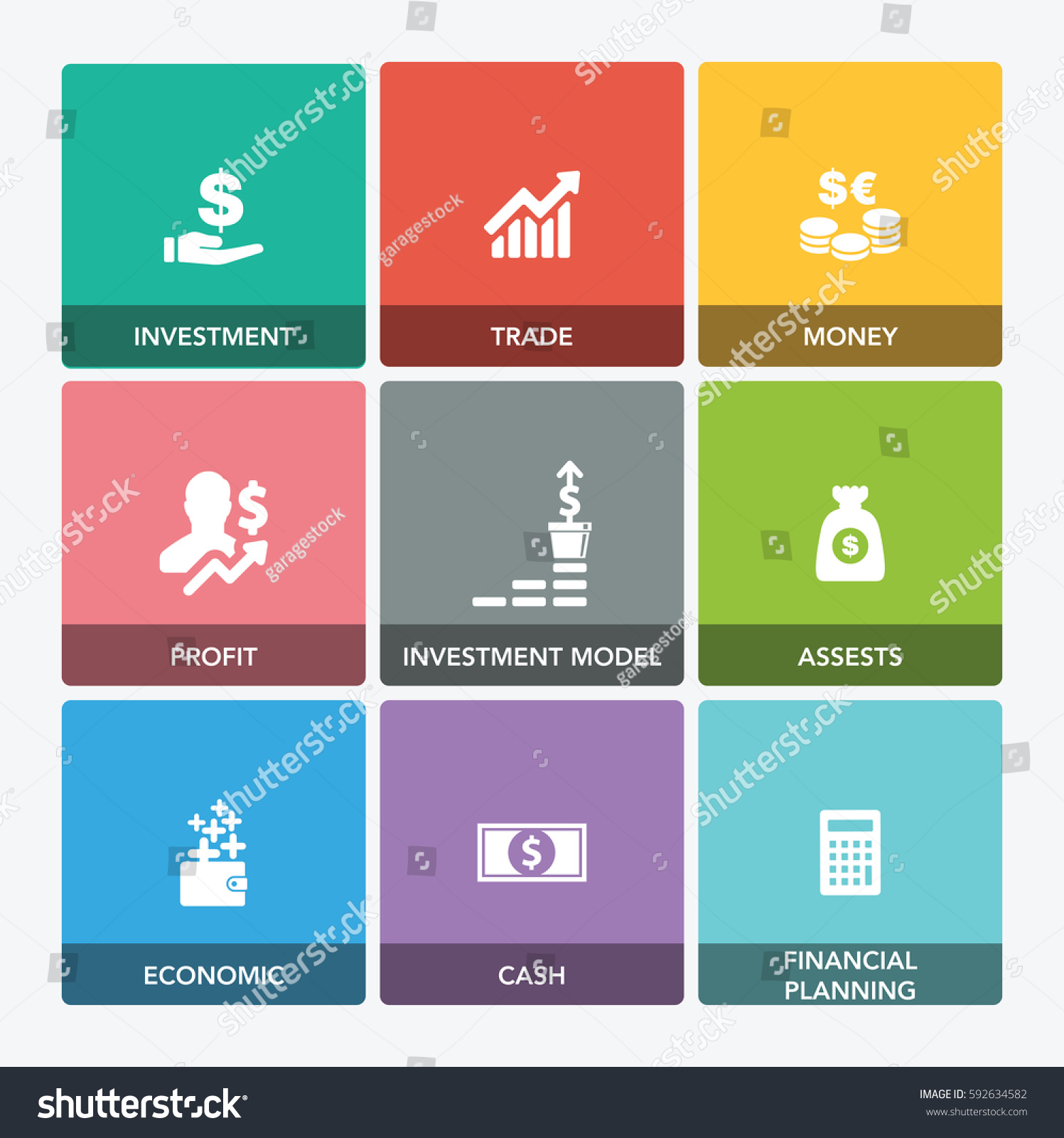 Wealth Management Icon Set Stock Vector 592634582 - Shutterstock