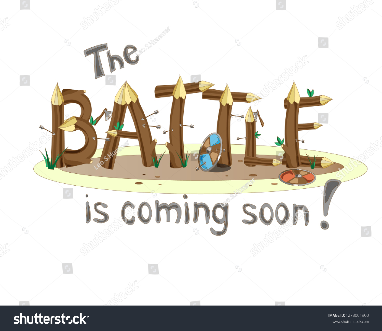 Weapon Battle Timber Tree Arrowsshield Stock Vector (Royalty Free ...