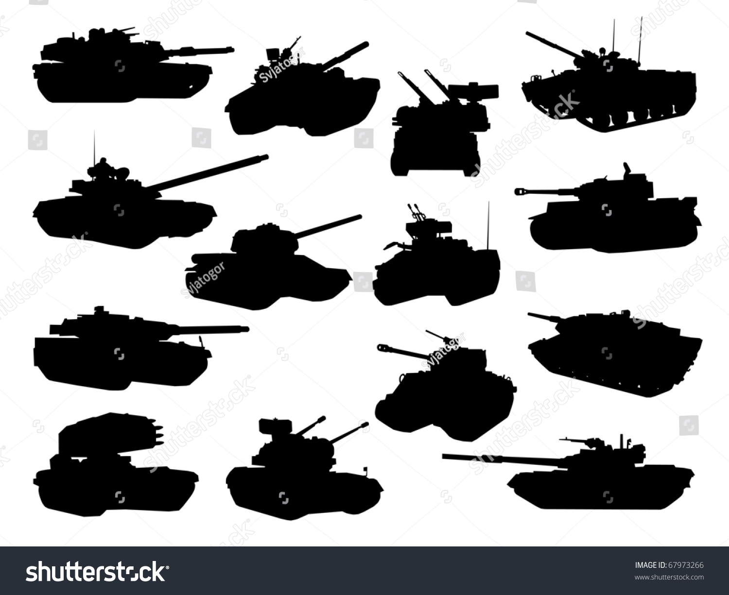 Weapon Collection Battle Tanks Stock Vector (Royalty Free) 67973266 ...