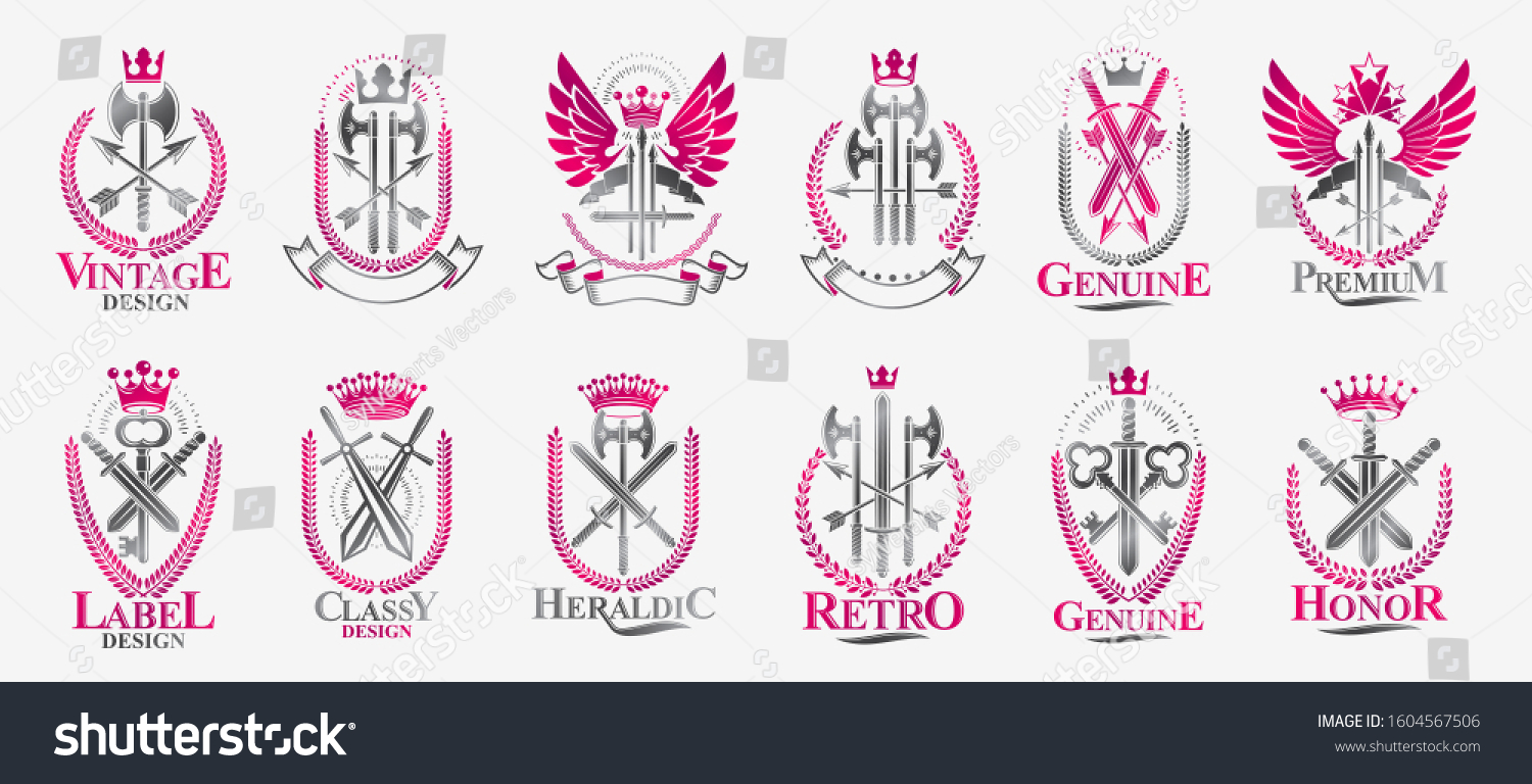 Weapon Emblems Vector Emblems Big Set Stock Vector (Royalty Free ...