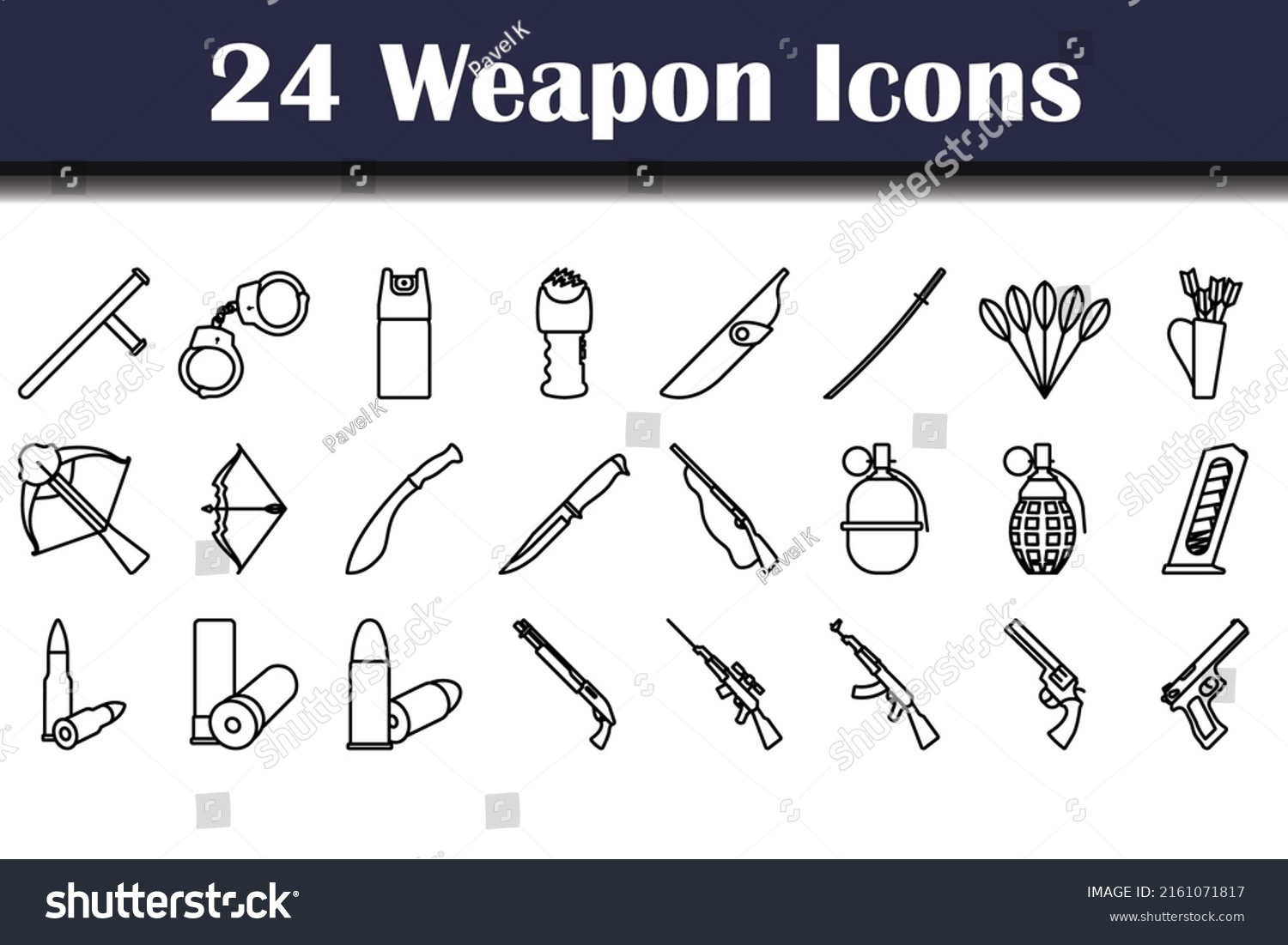 Weapon Icon Set Bold Outline Design Stock Vector (Royalty Free ...