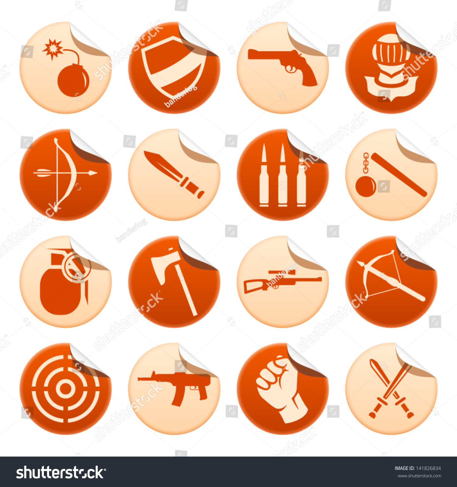 Weapon Stickers Stock Vector (Royalty Free) 141826834 | Shutterstock