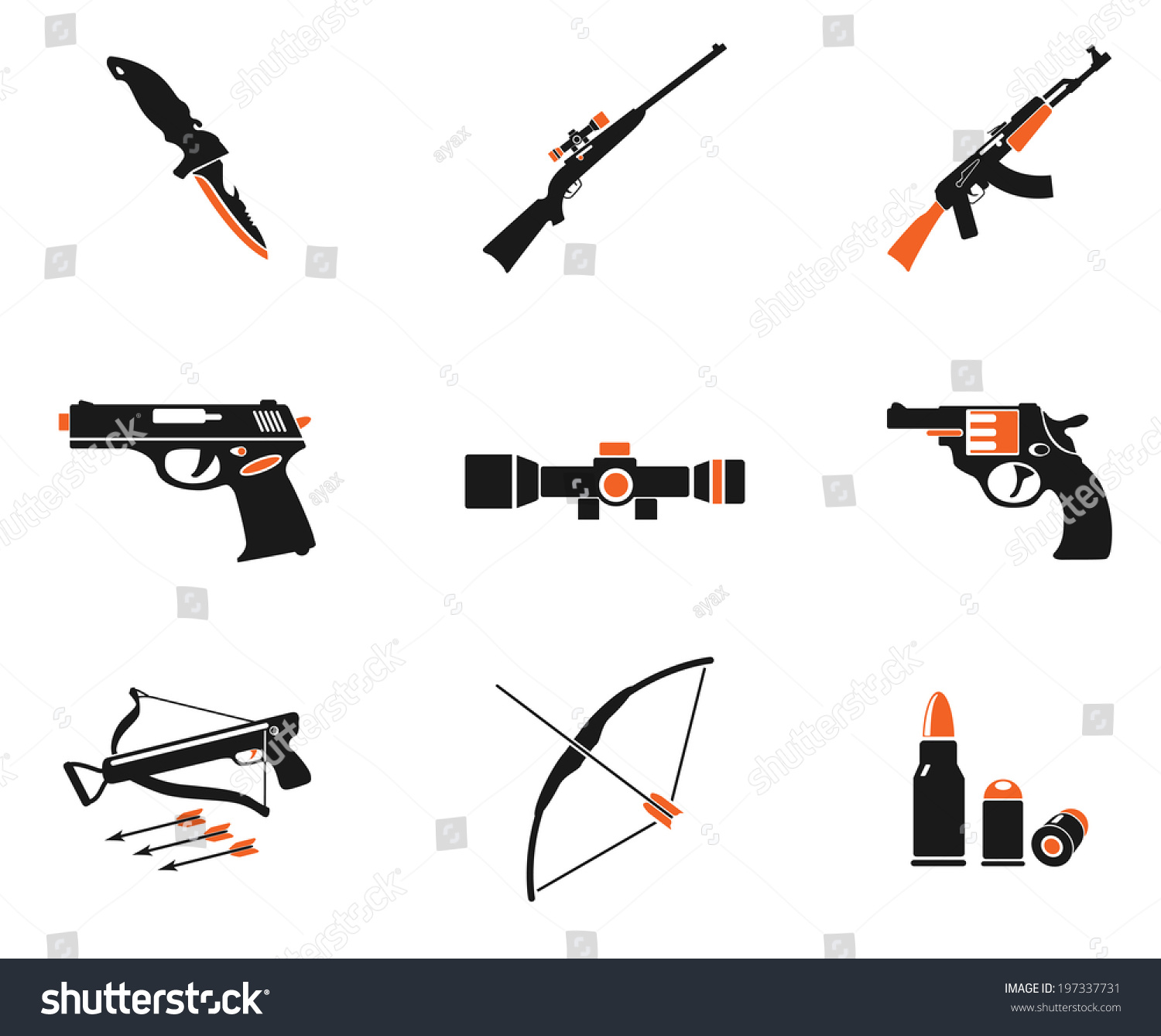 Weapon Symbols Stock Vector (Royalty Free) 197337731