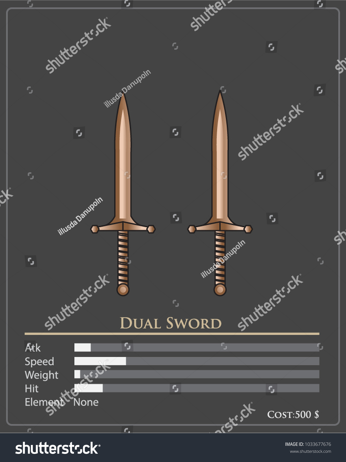 Weapons Dual Sword Items Game Design: เวกเตอร์สต็อก (ปลอดค่าลิขสิทธิ์ ...