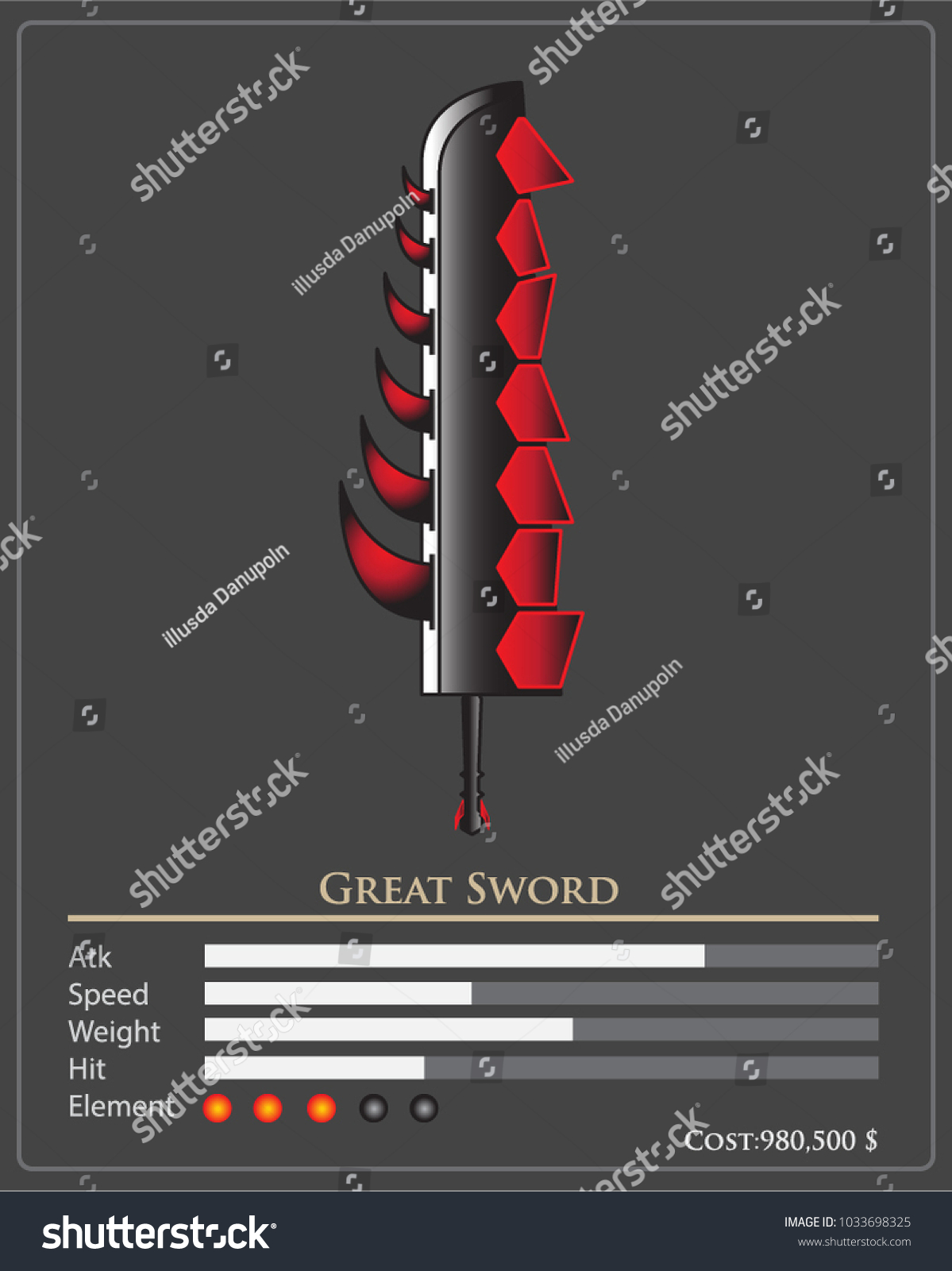 Weapons Great Sword Items Game Design Stock Vector (Royalty Free ...