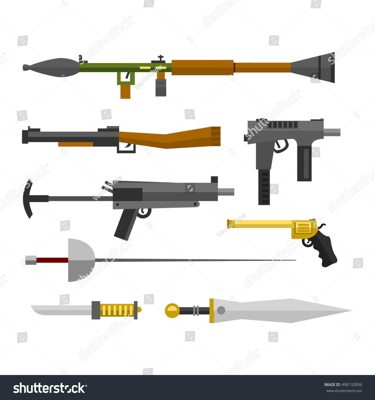 Weapons Vector Guns Collection Icons Stock Vector (Royalty Free ...