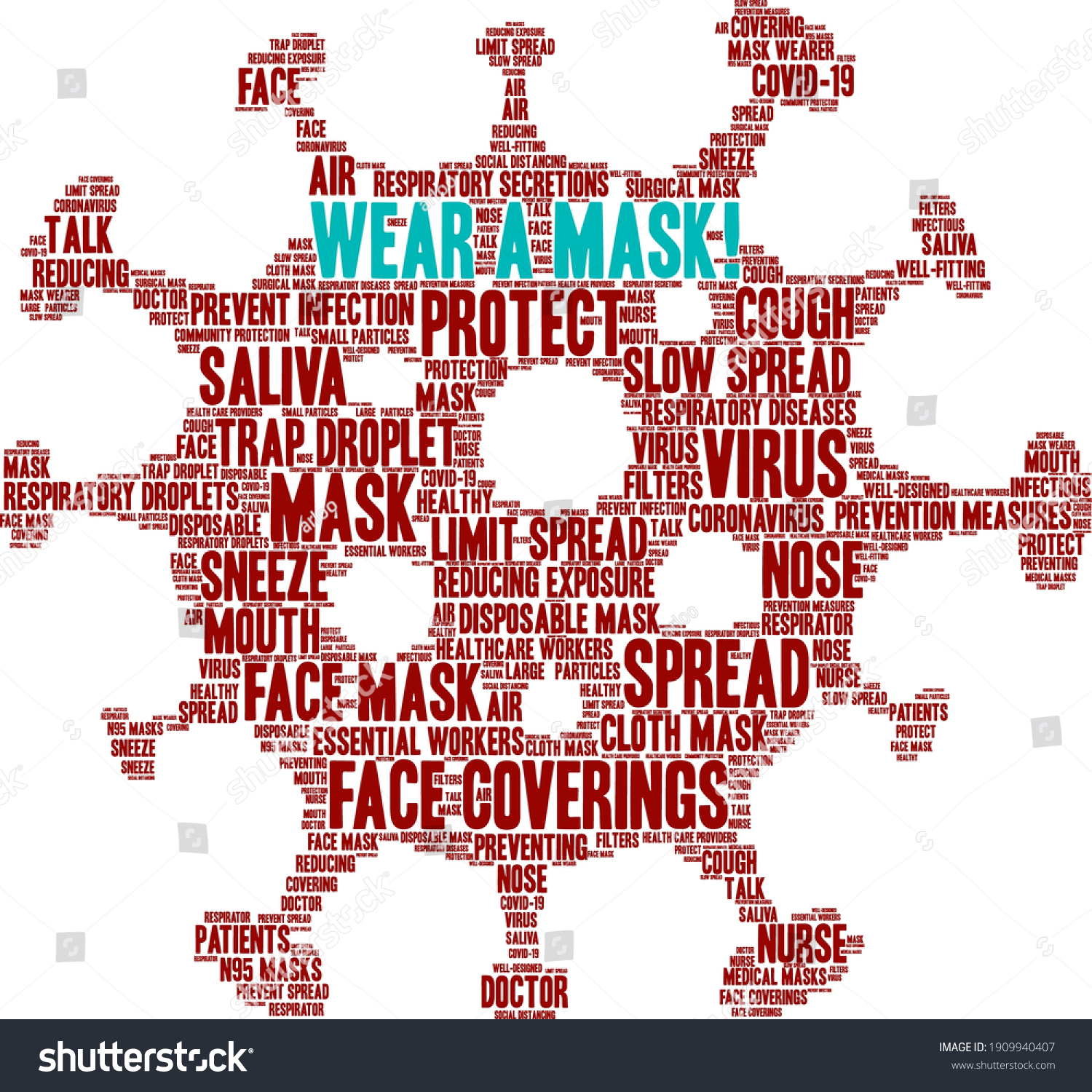 Wear Mask Word Cloud On White Stock Vector (Royalty Free) 1909940407 ...