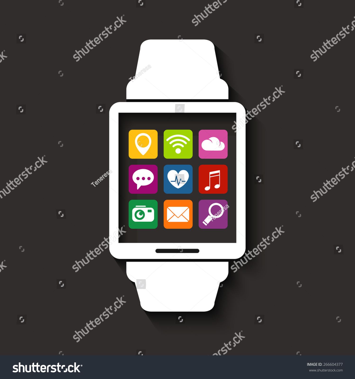 Wearables Technology Device Smartwatch Apps Icons Stock Vector (Royalty ...