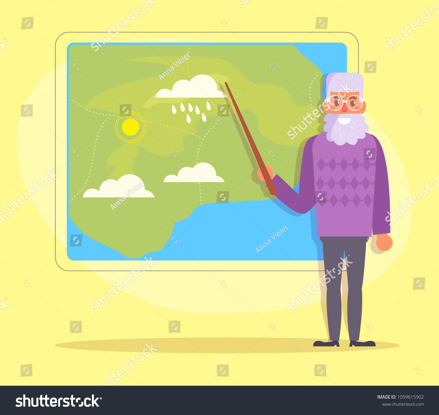 Weather Forecast Man Vector Cartoon Isolated: เวกเตอร์สต็อก (ปลอดค่า ...