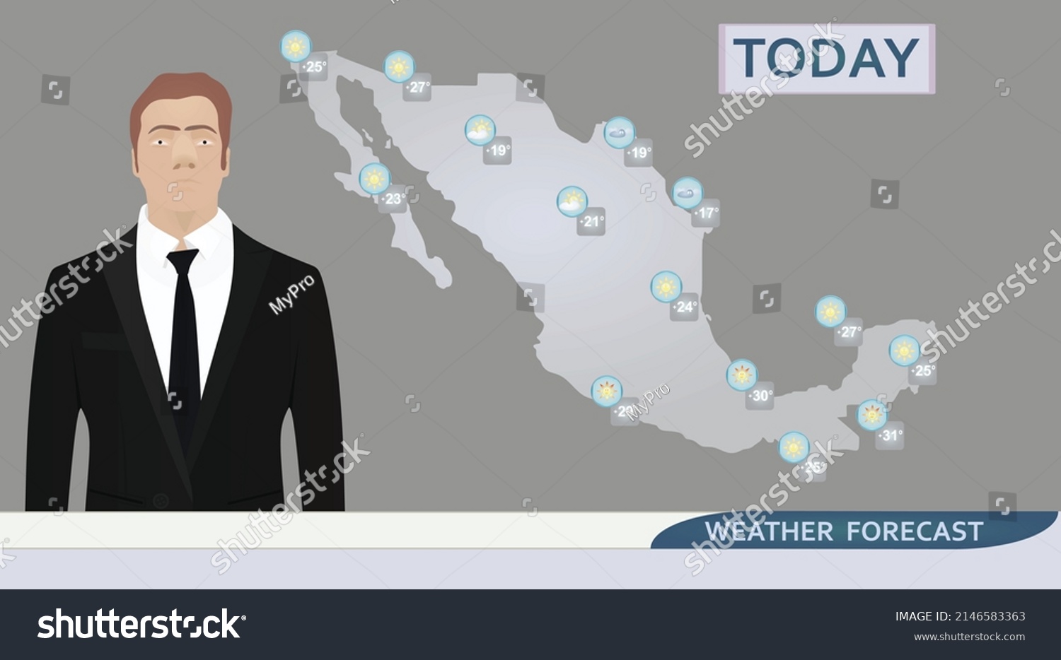 Weather Forecast Mexico Vector Illustration Stock Vector (Royalty Free ...