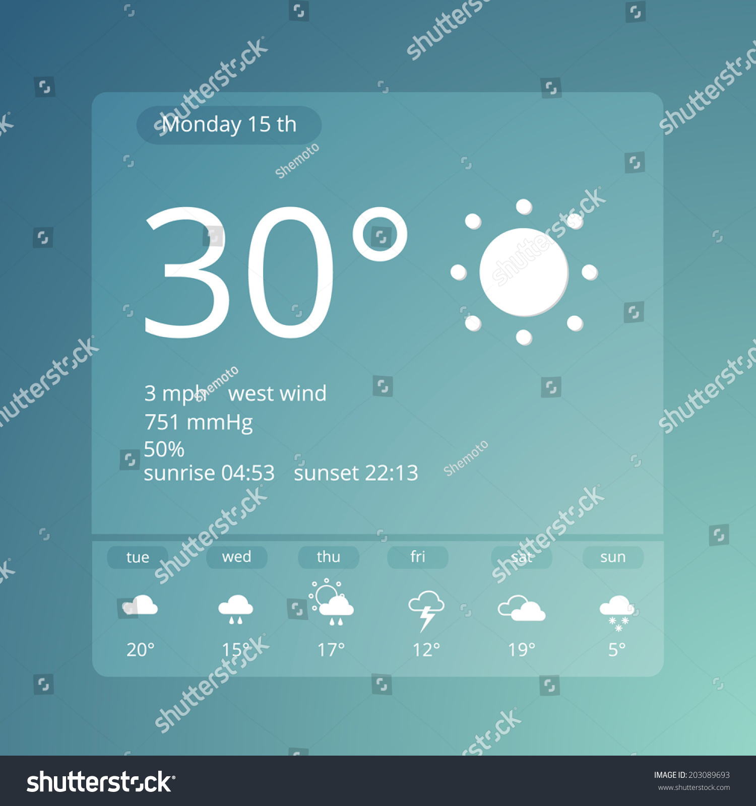 Weather Forecast Widgets Template Vector Illustration Stock Vector ...