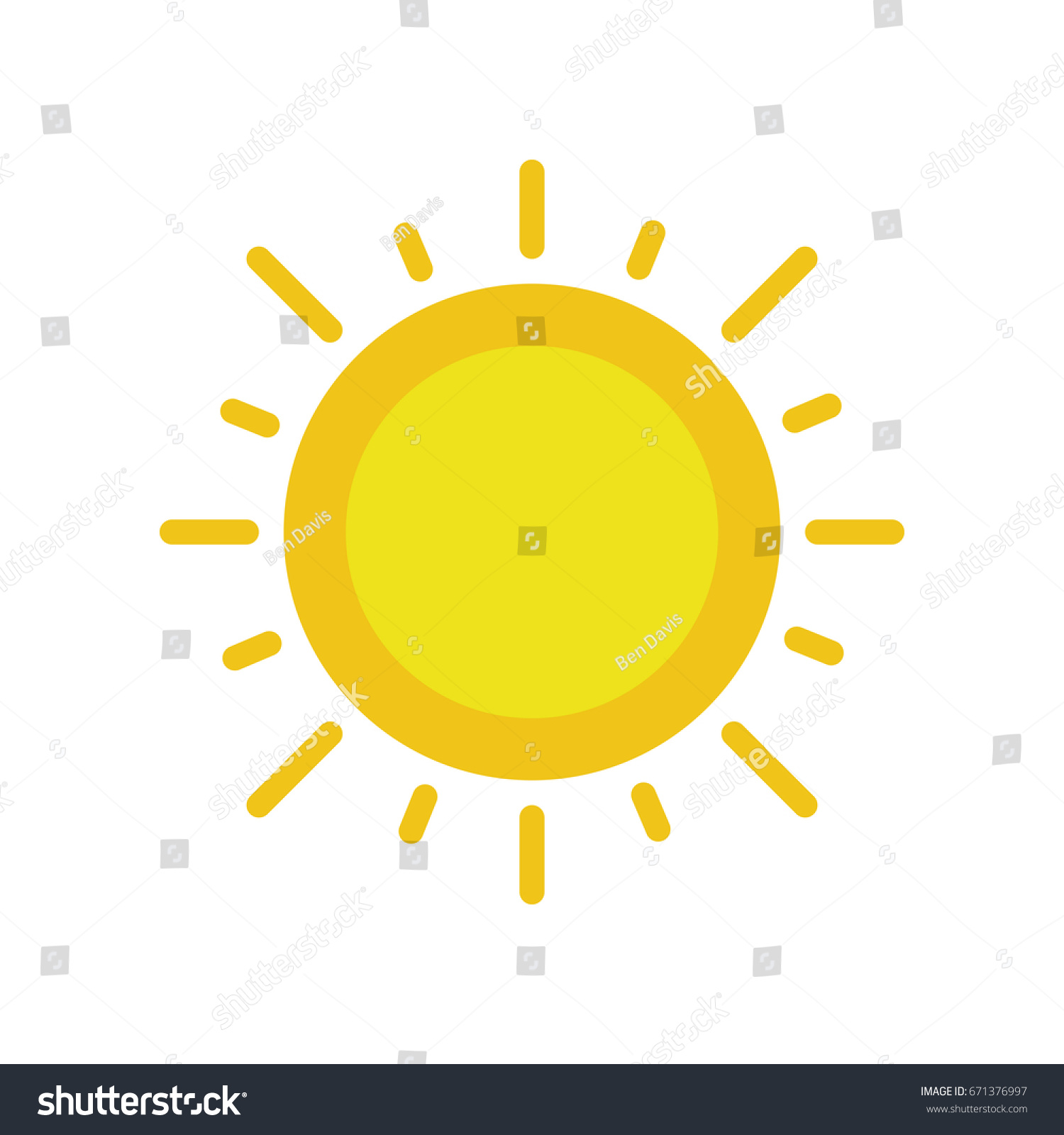 Weather Icon Sun Flat Style Stock Vector (Royalty Free) 671376997 ...