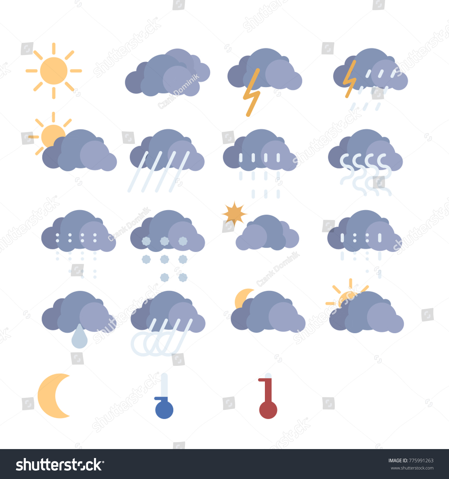 Weather Icon Vector Minimal Stock Vector (Royalty Free) 775991263 ...