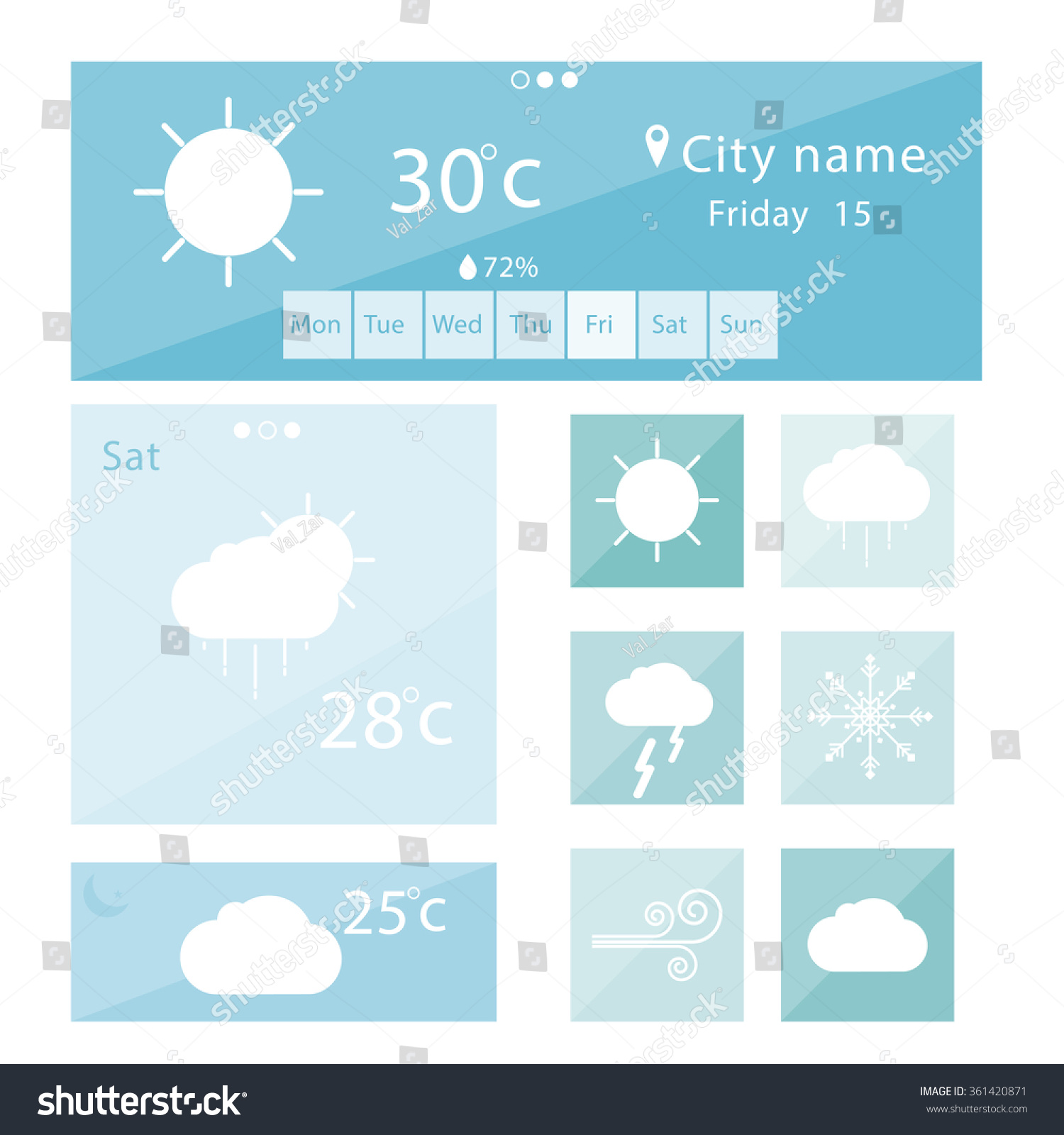 Weather Icons Mobile Application Vector: vector de stock (libre de ...